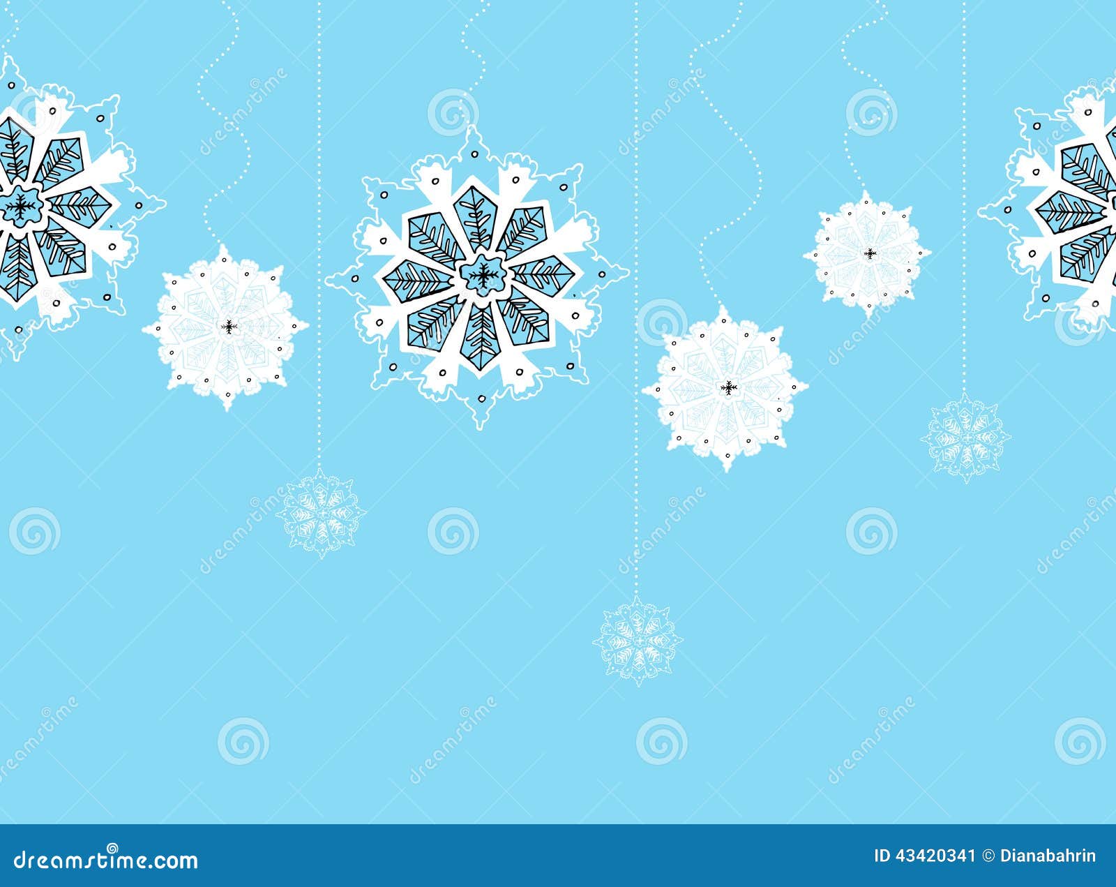Seamless String of Snowflakes Stock Vector - Illustration of xmas ...