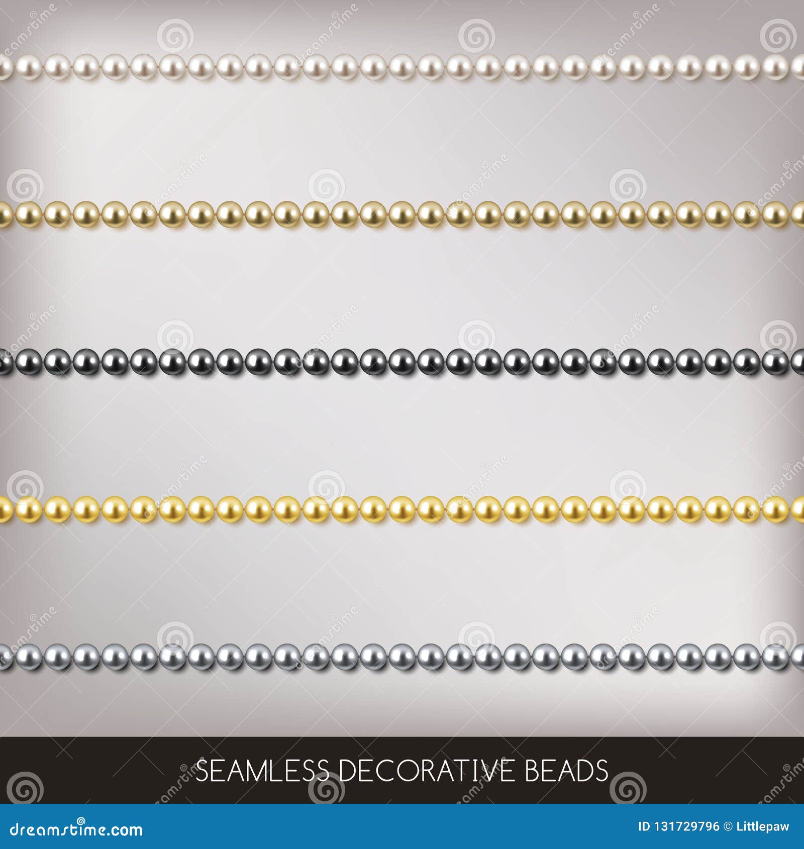 Seamless Strings of Beads Set, Decoration Elements, Vector Illustration ...
