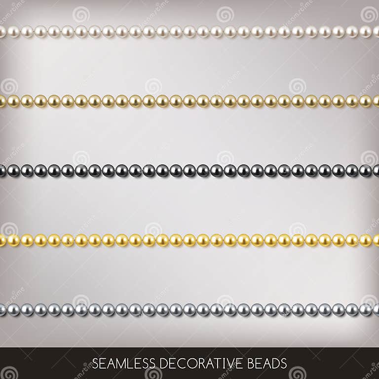 Seamless Strings of Beads Set, Decoration Elements, Vector Illustration ...