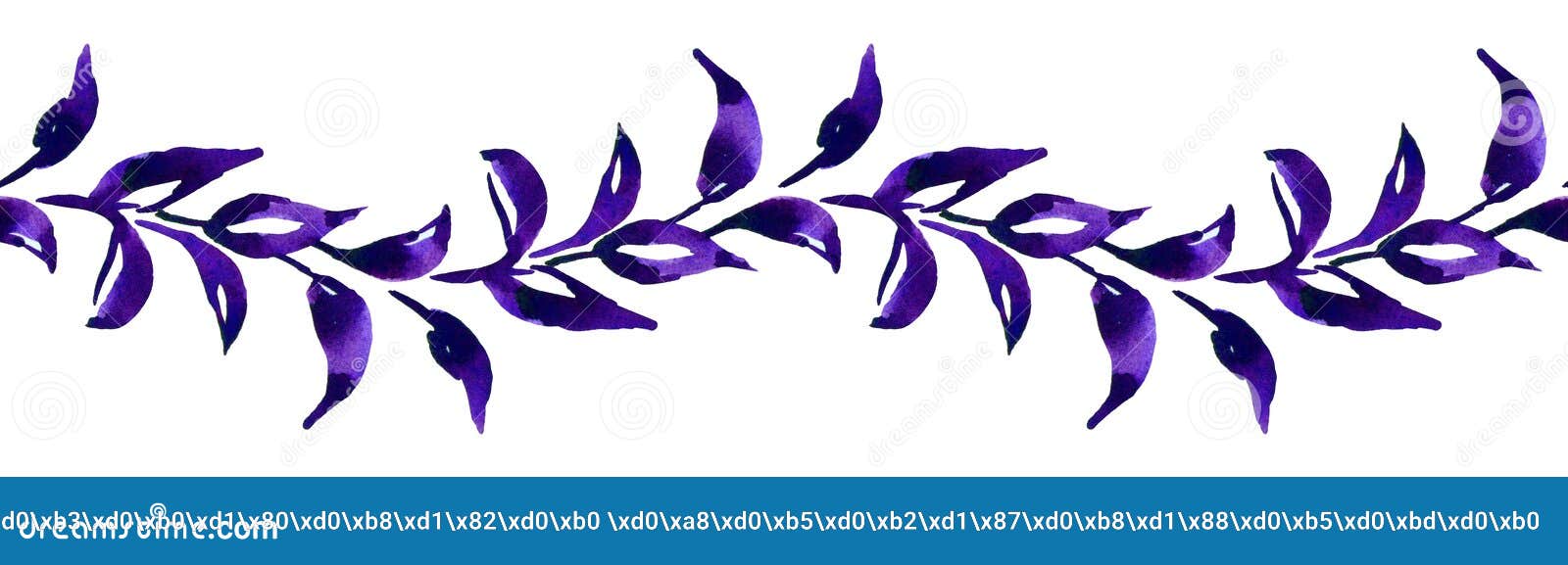 Seamless Strip Frame with Hand Painted Pastel Watercolor Leaves ...