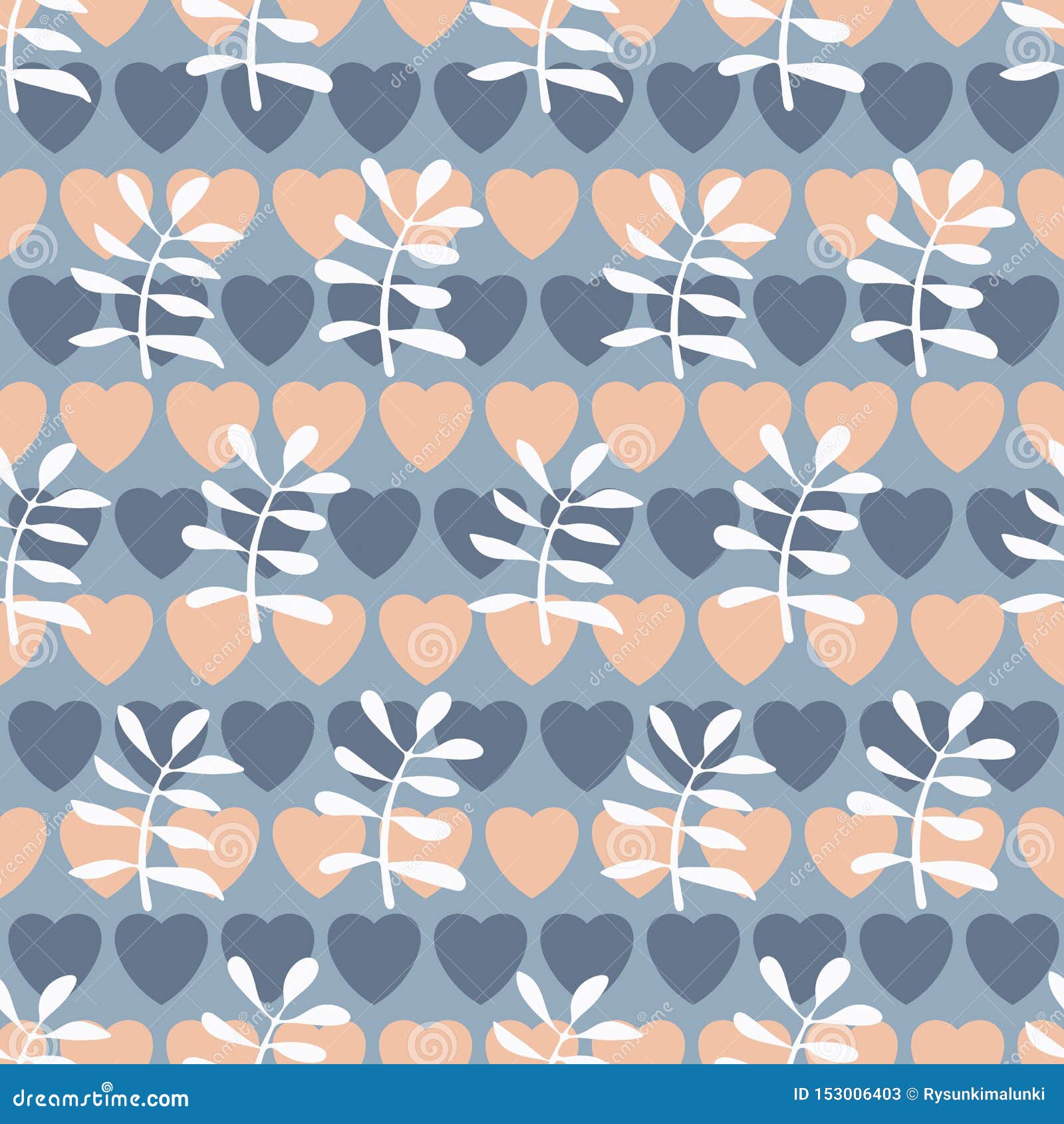 Seamless Striped Attern with Hearts and Leaves Stock Vector ...