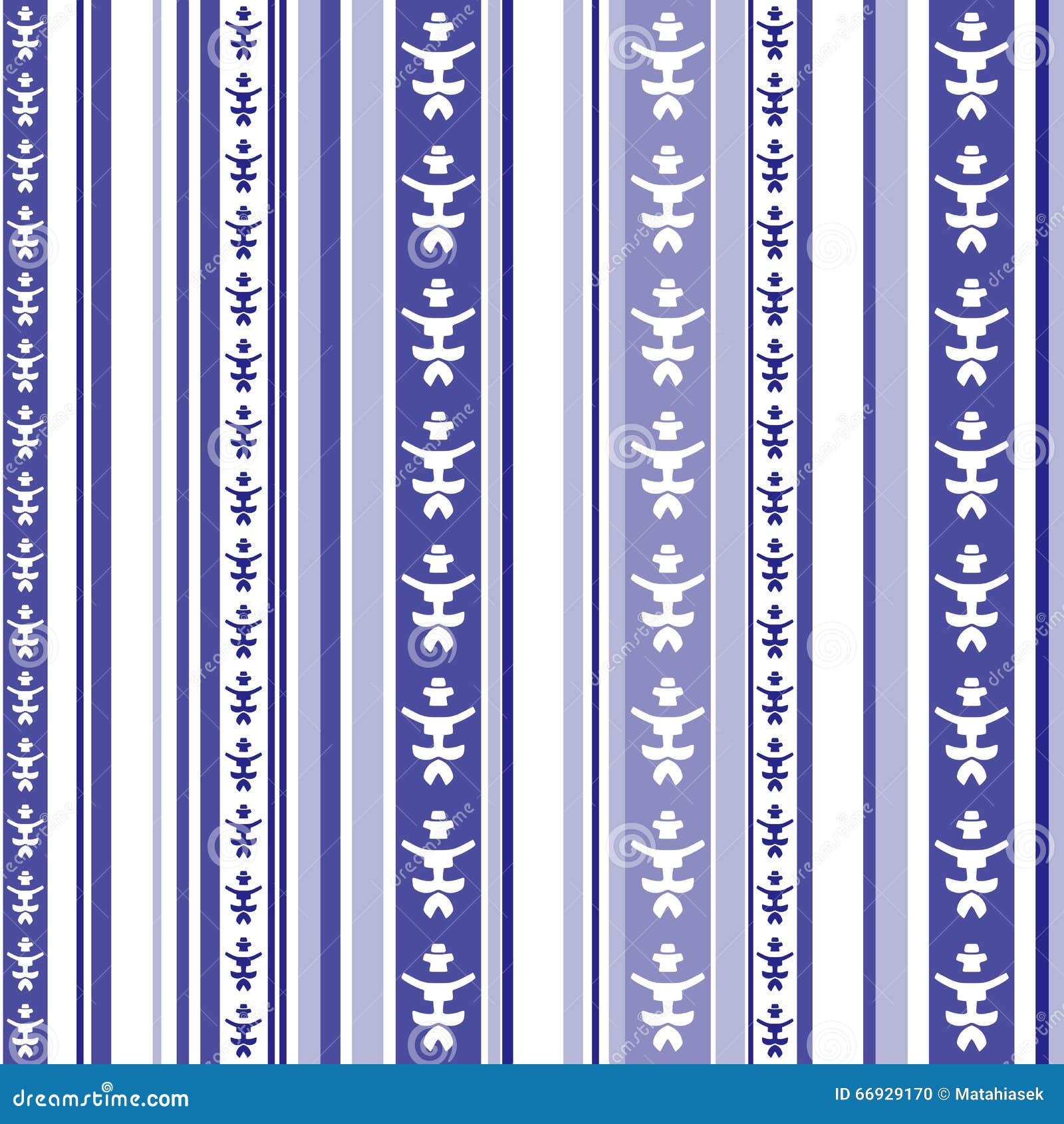 Seamless Striped Pattern with Abstract Motif in Blue and White Stock ...