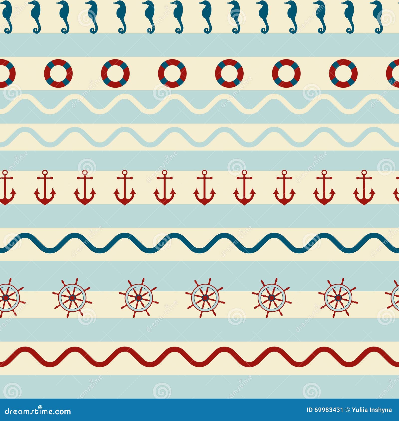 Seamless Striped Pattern with Sea Anchor Stock Vector - Illustration of ...