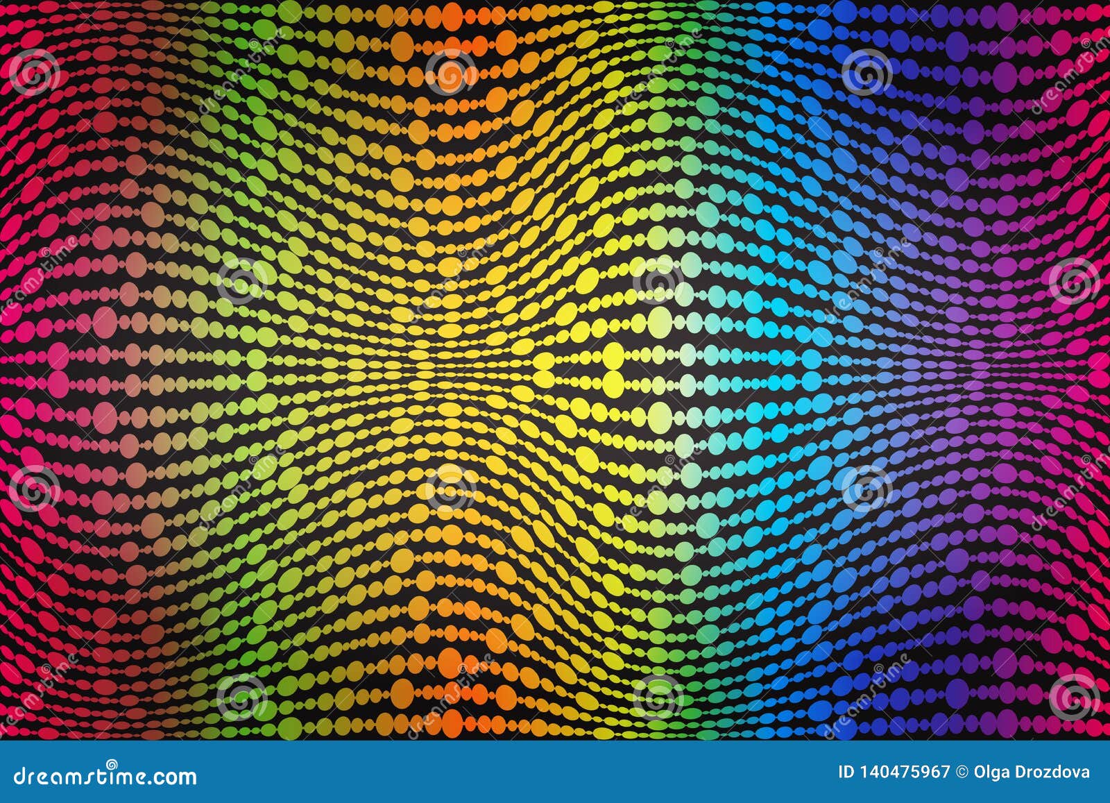 Seamless Striped Wavy Pattern with Garlands Rainbow Gradient Balls ...