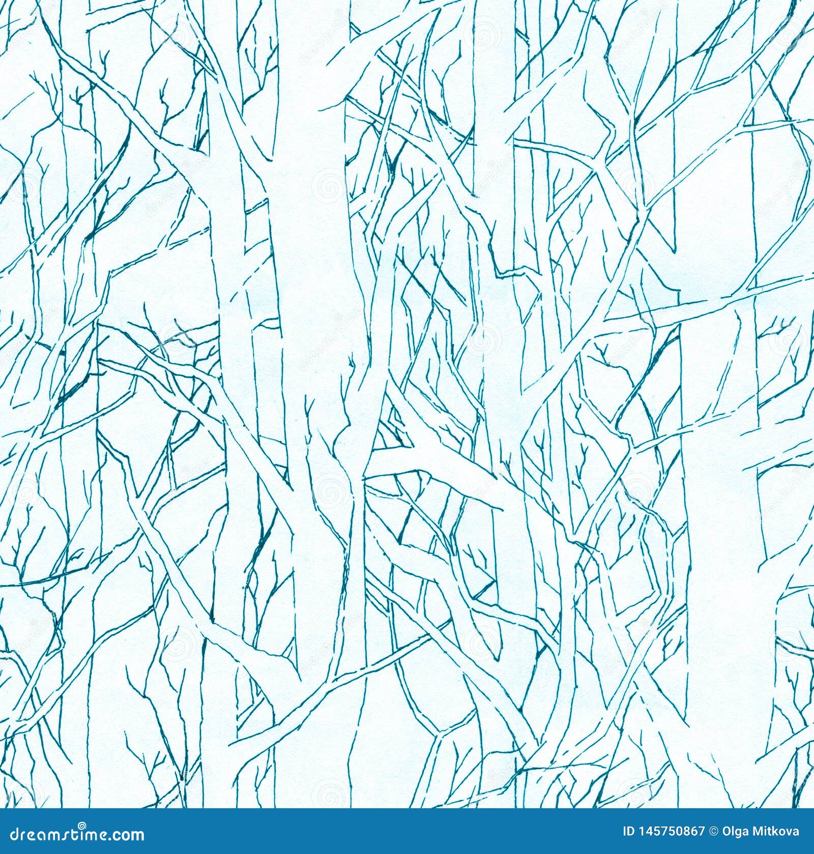 Seamless Stylish Pattern with Hand Drawn Endless Forest. Infinite ...