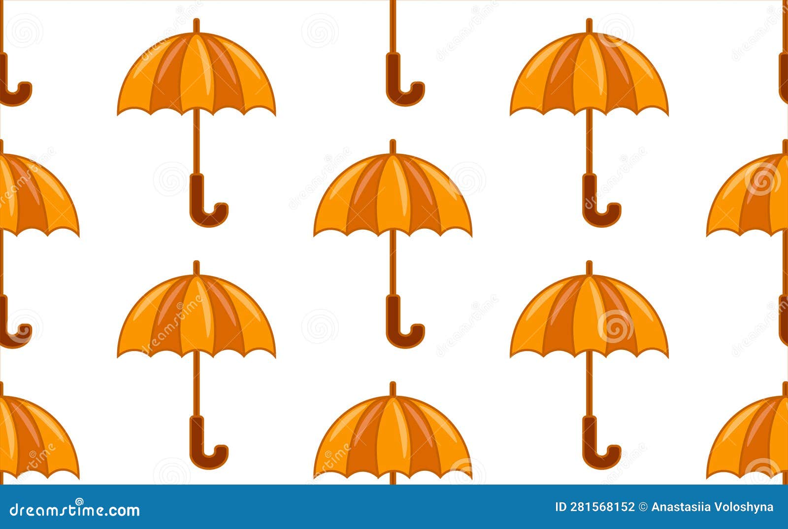 Seamless Stylish Pattern of Umbrella on White Background in Flat Style ...
