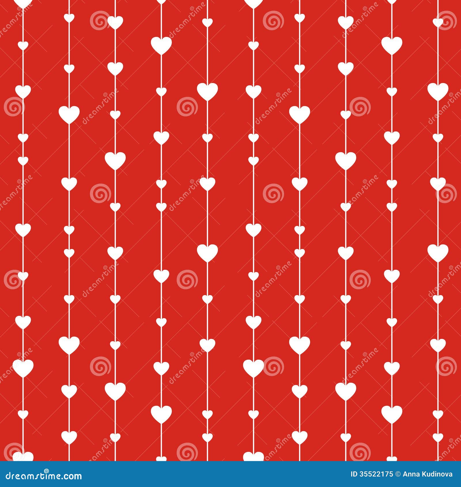 Seamless Stylish Red Pattern with Hearts. Stock Vector - Illustration ...