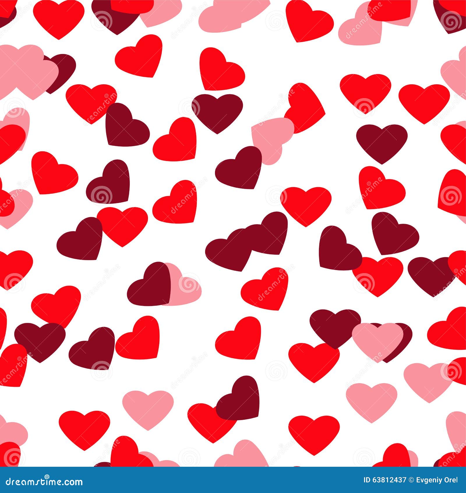 Seamless Stylish Red Pattern with Hearts. Stock Vector - Illustration ...
