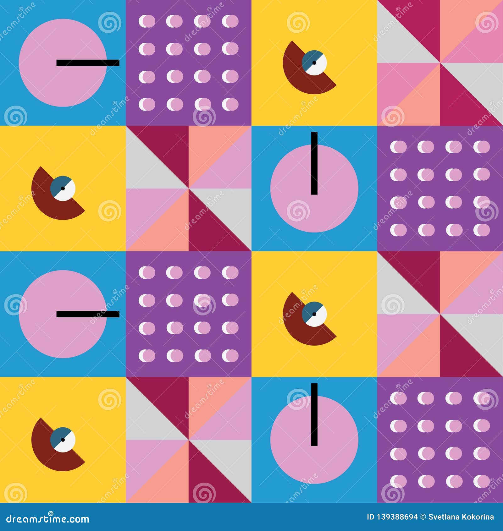 Seamless Patchwork Style Textile Pattern. Vector Illustration. Stock ...