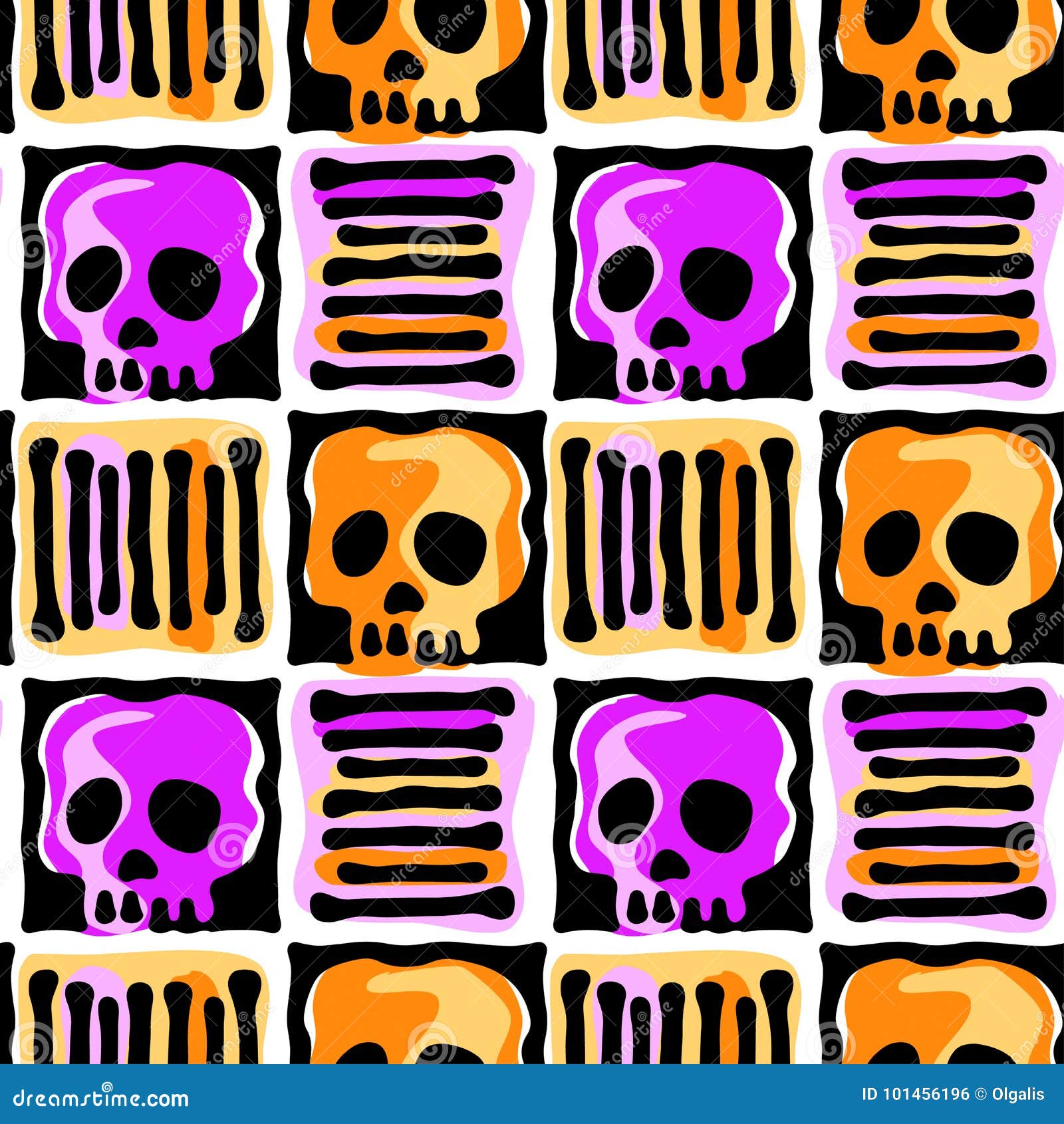 Seamless Stylized Skull Pattern.Hand Drawn Doodle Texture Stock ...