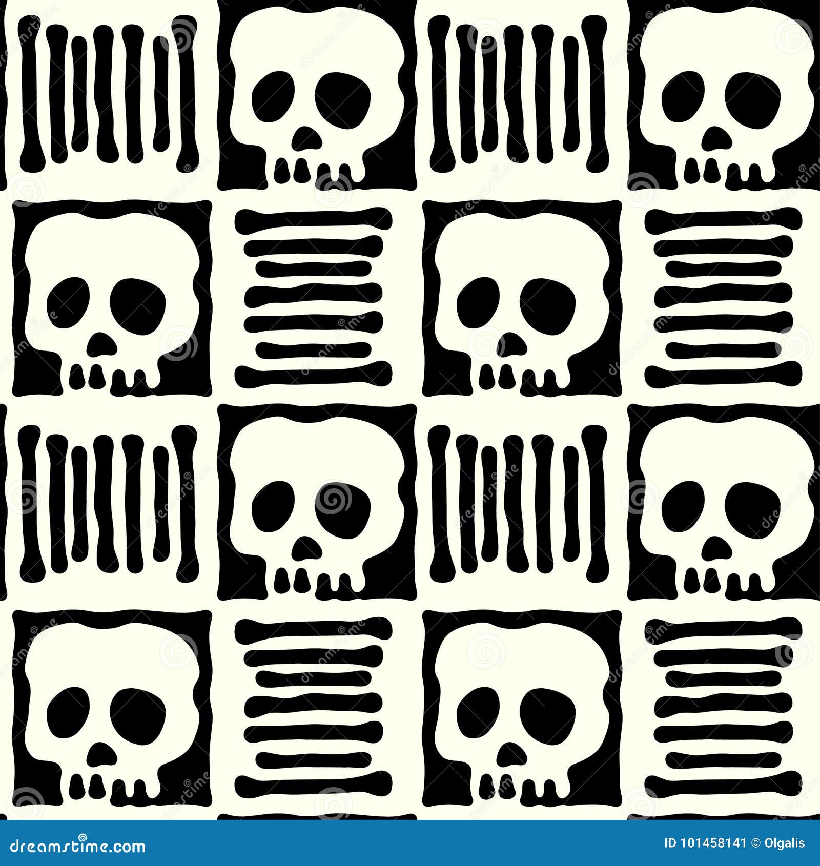Seamless Stylized Skull Pattern.Hand Drawn Doodle Texture Stock ...