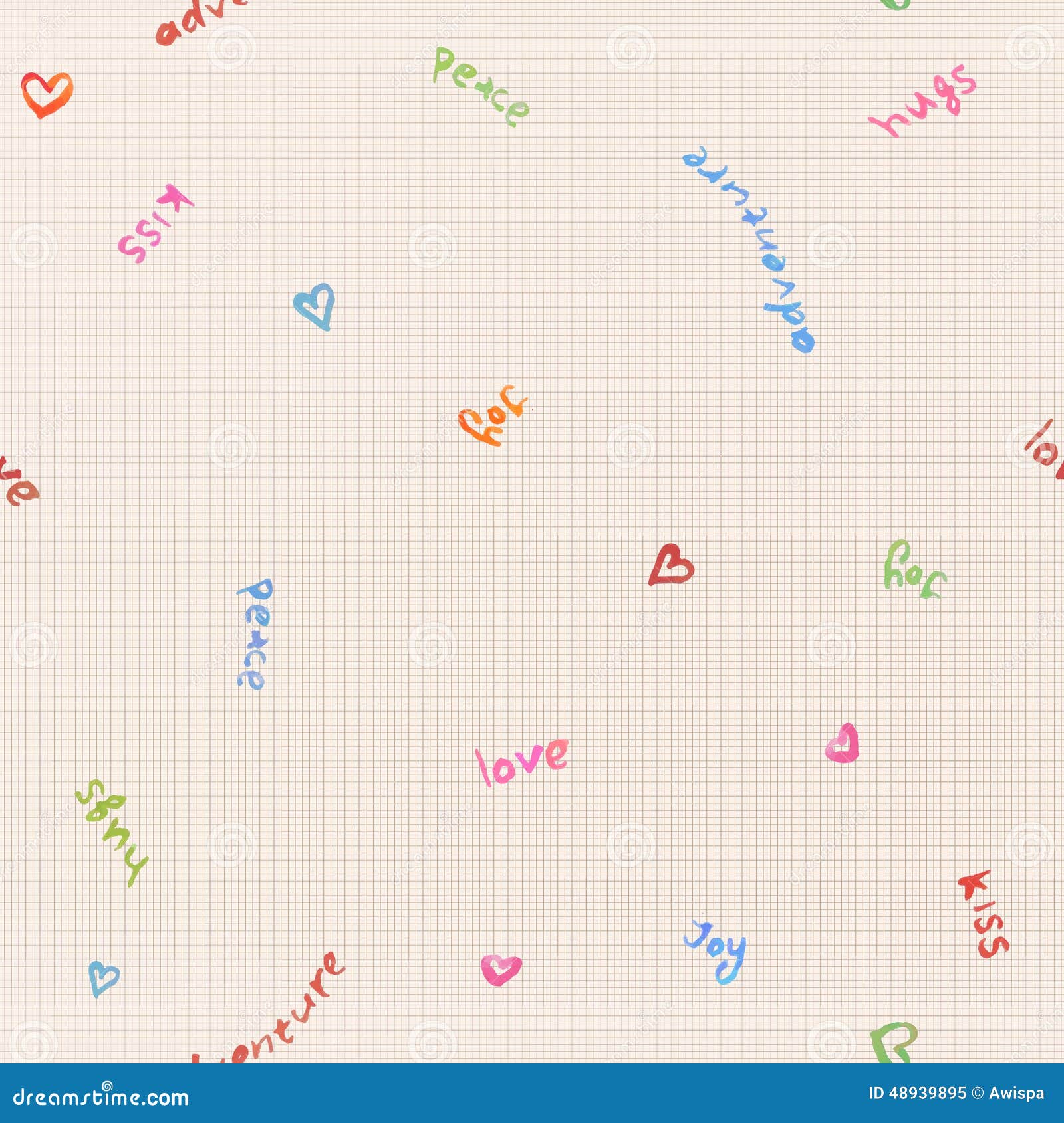 Seamless Subtle Watercolor Doodle Pattern Stock Vector - Illustration ...