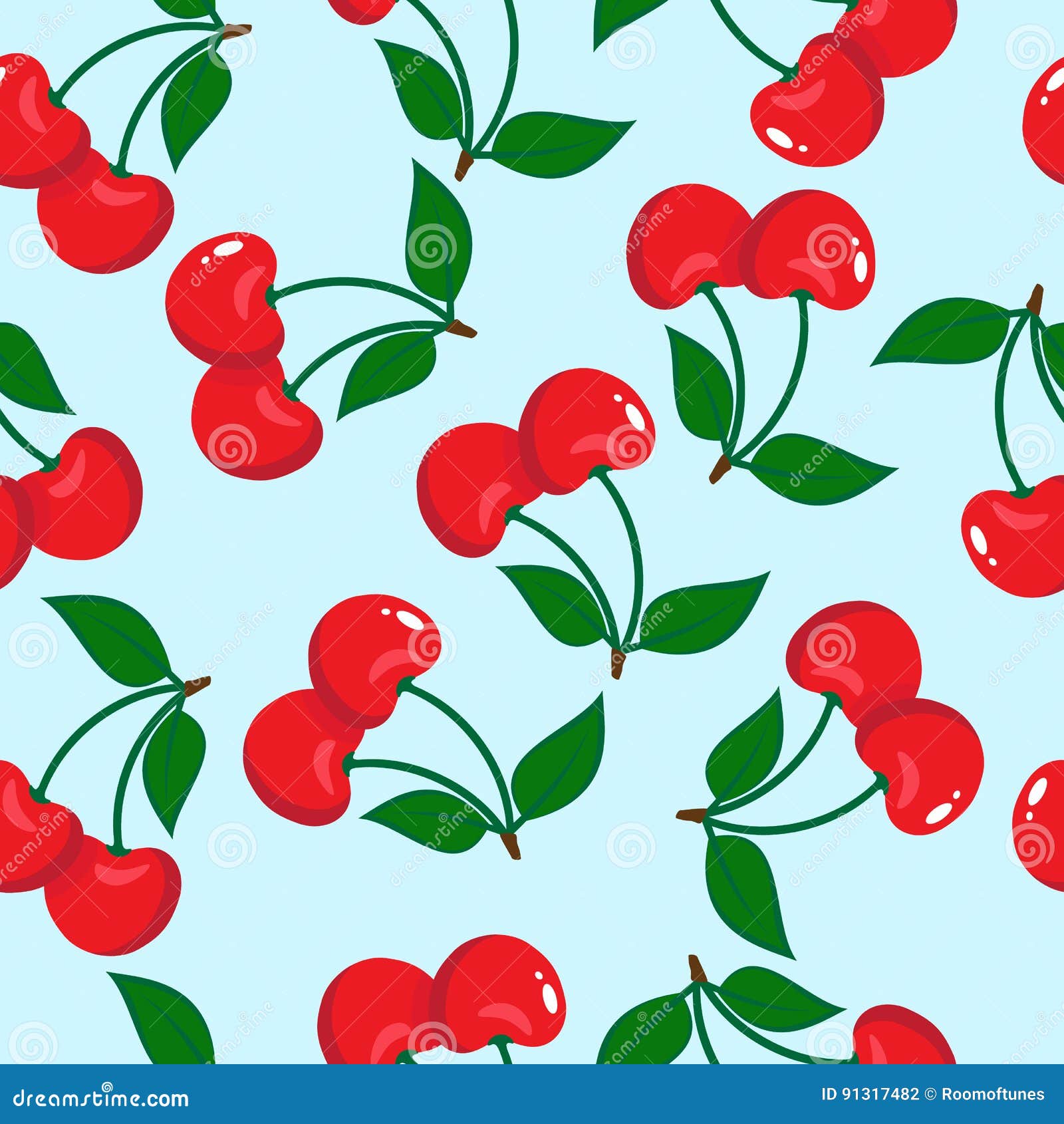 Seamless Summer Background with Cherries Stock Vector - Illustration of ...