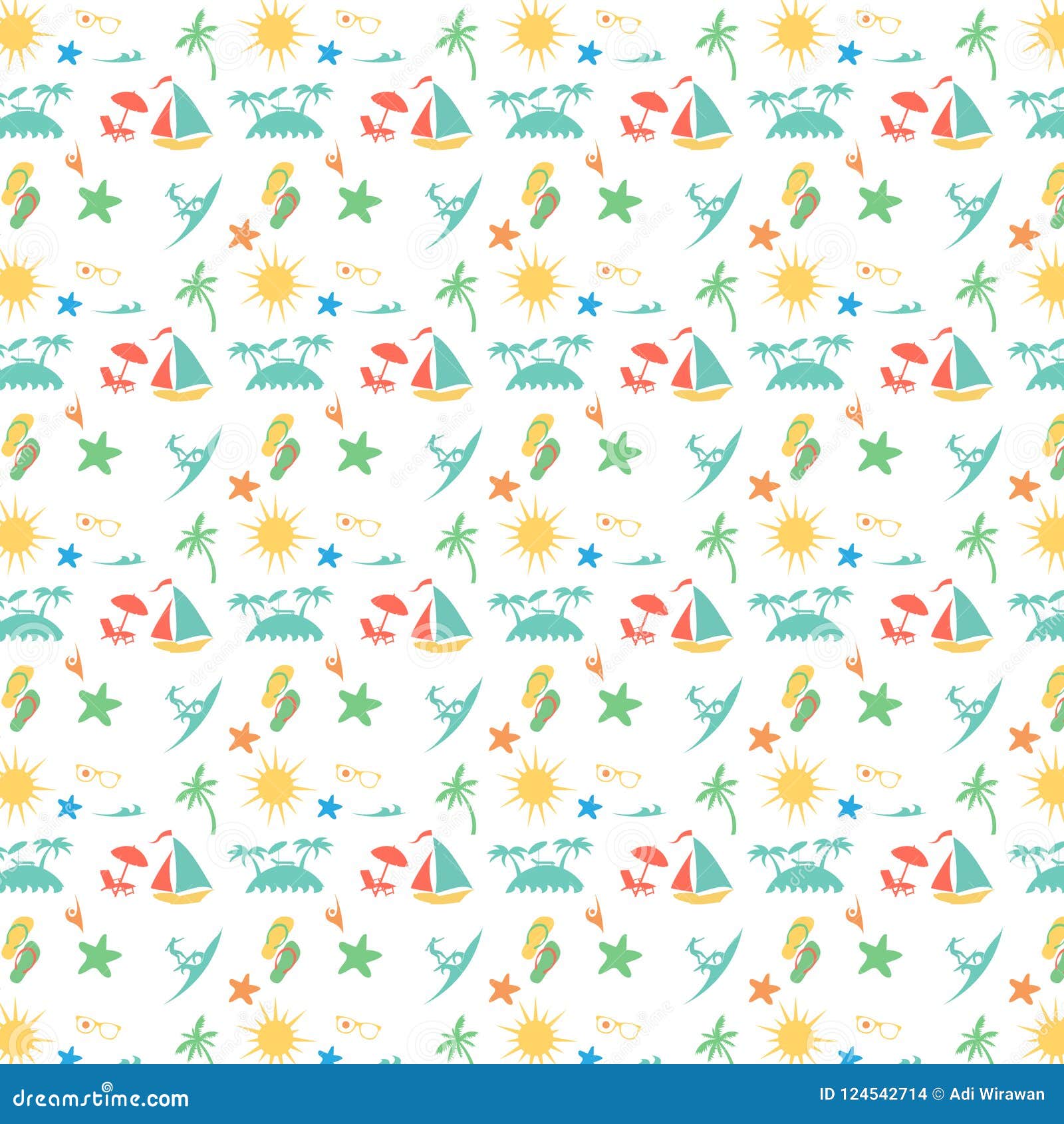 Seamless Summer Background Pattern with Summer Elements Stock Vector ...