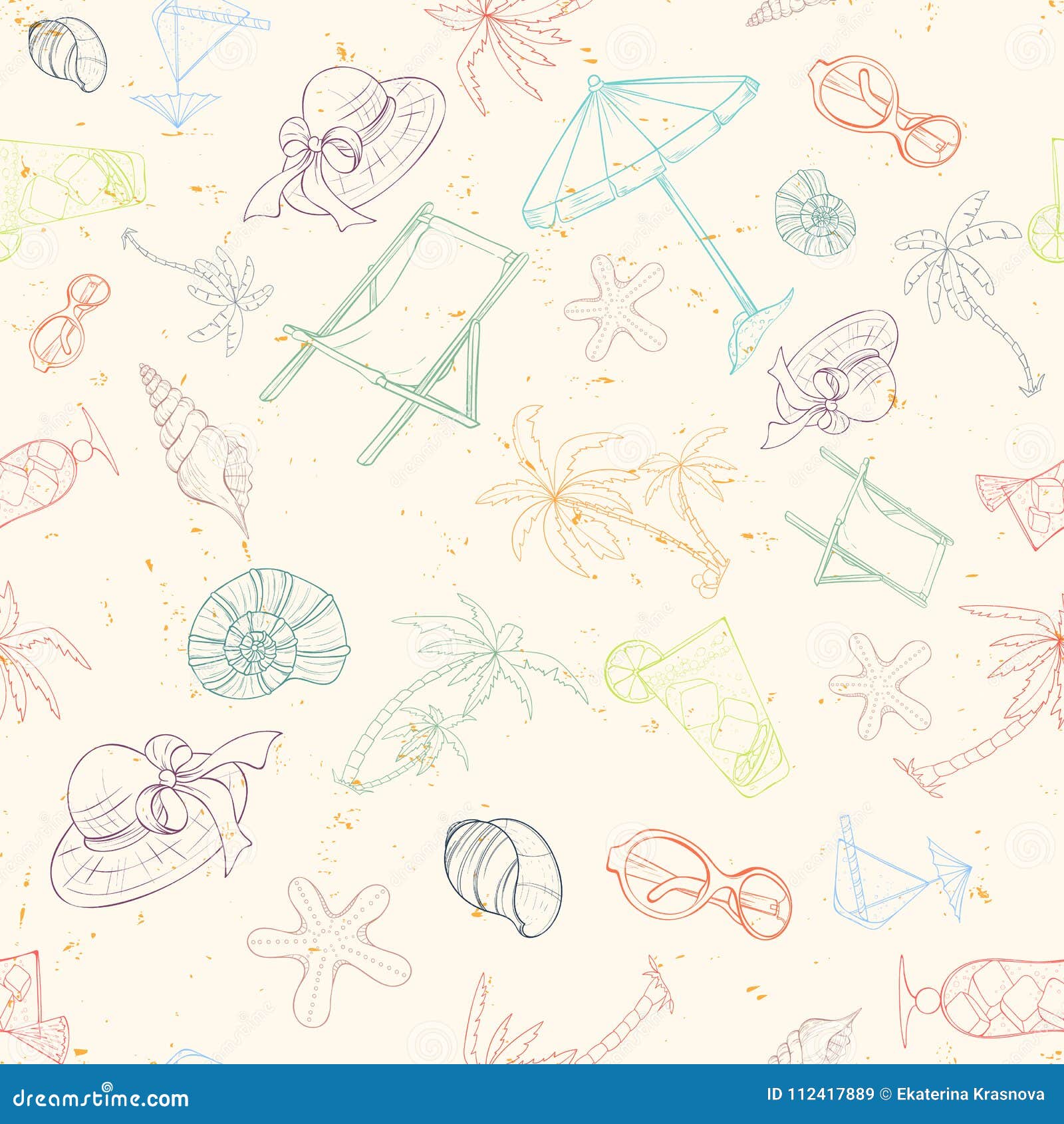 Seamless Summer Beach Pattern. Stock Vector - Illustration of graphic ...