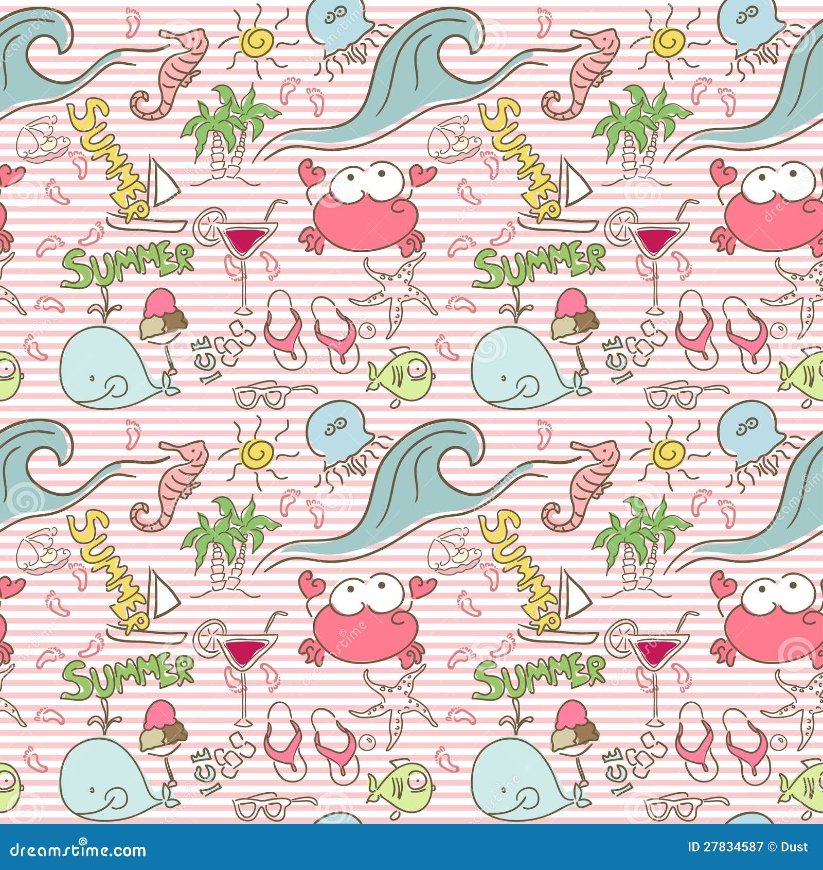 Summer Doodle Set On Chalkboard Background Vector Illustration ...