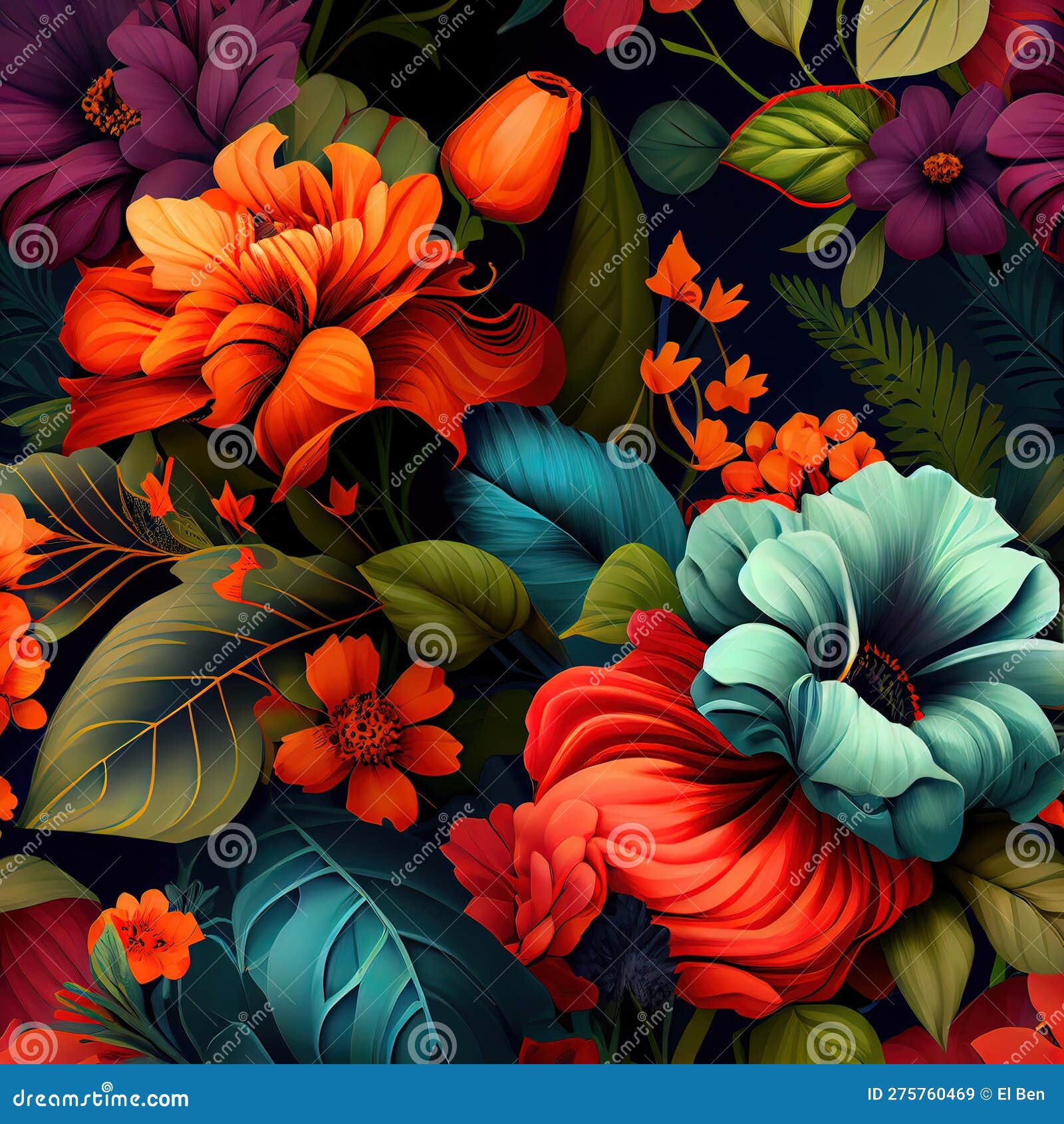 Seamless Summer Floral Pattern Stock Illustration - Illustration of ...