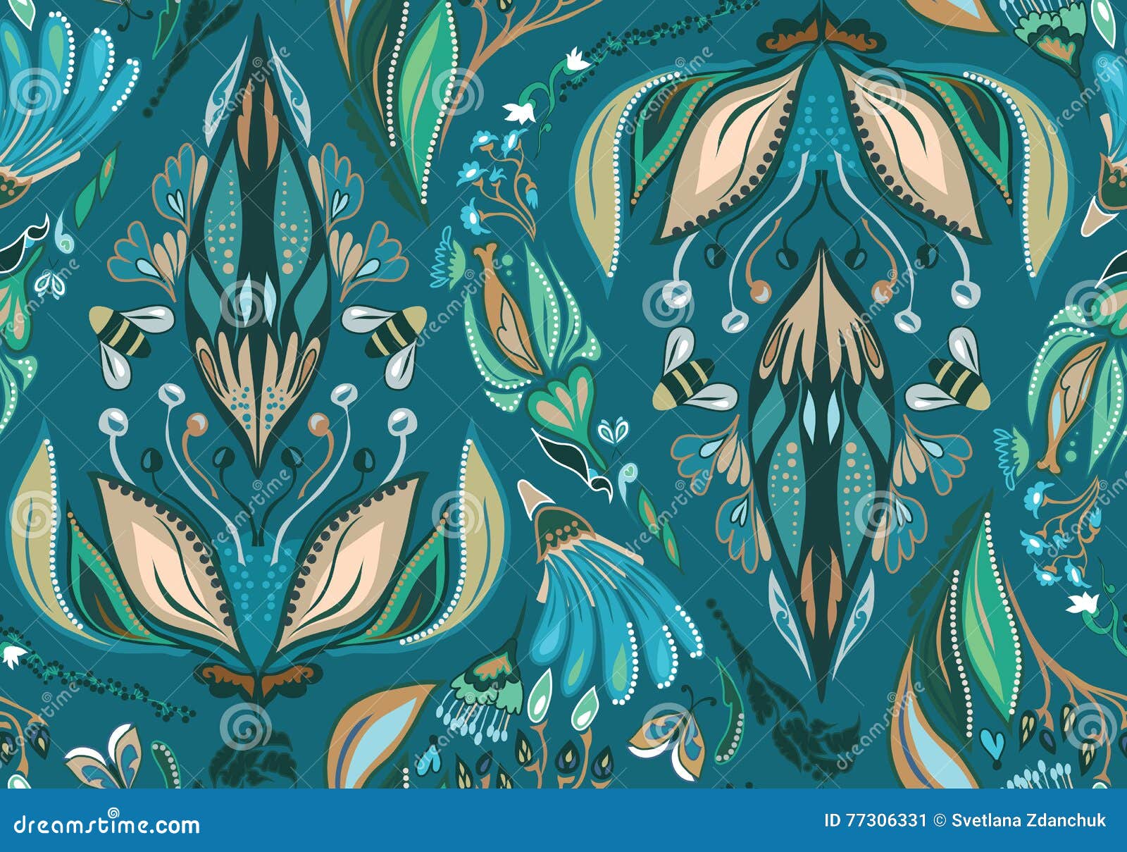 Seamless Summer Flower Pattern Stock Illustration - Illustration of ...