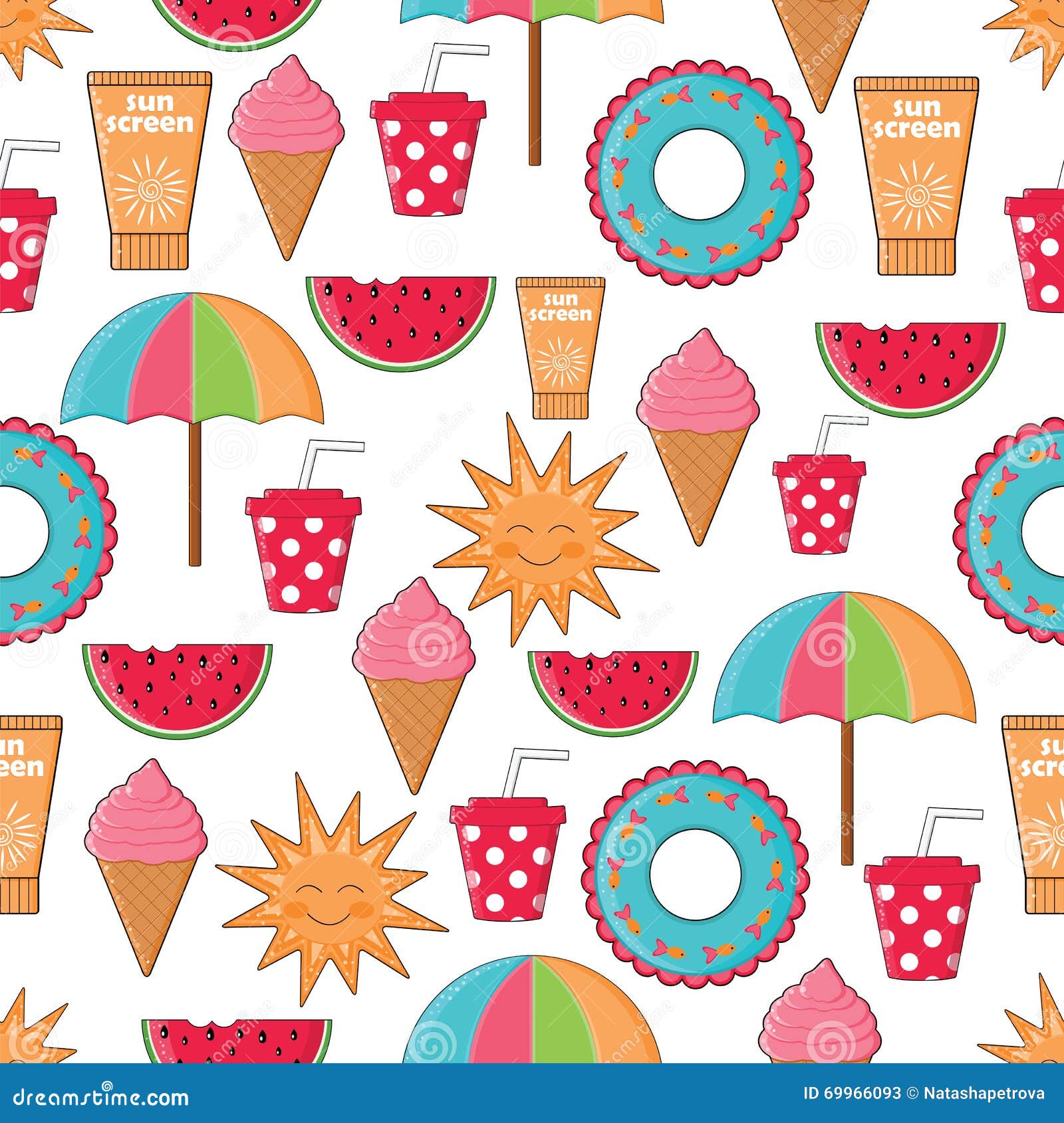 Seamless summer pattern stock vector. Illustration of flair - 69966093
