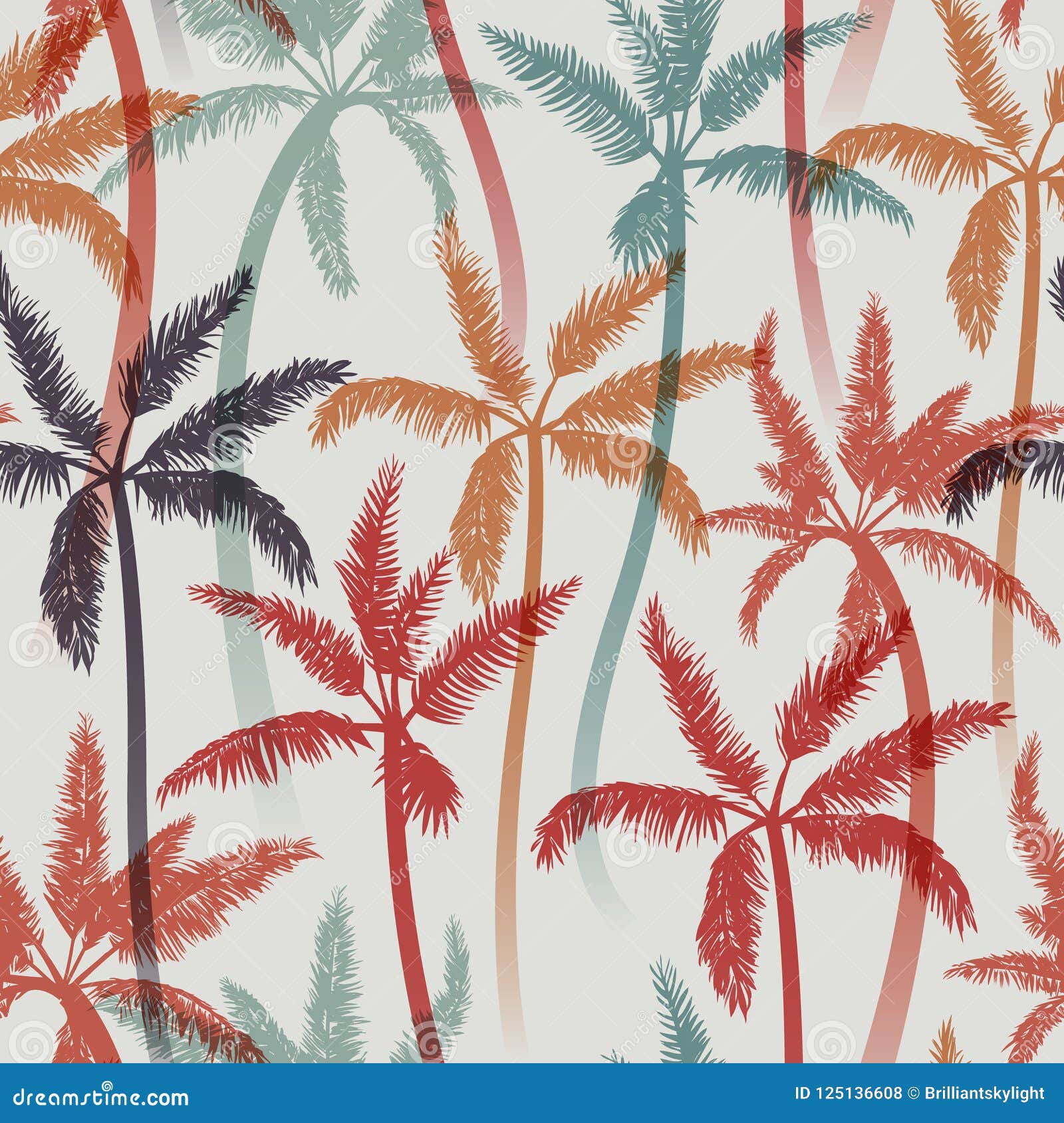Seamless Summer Pattern with Palms Stock Vector - Illustration of green ...