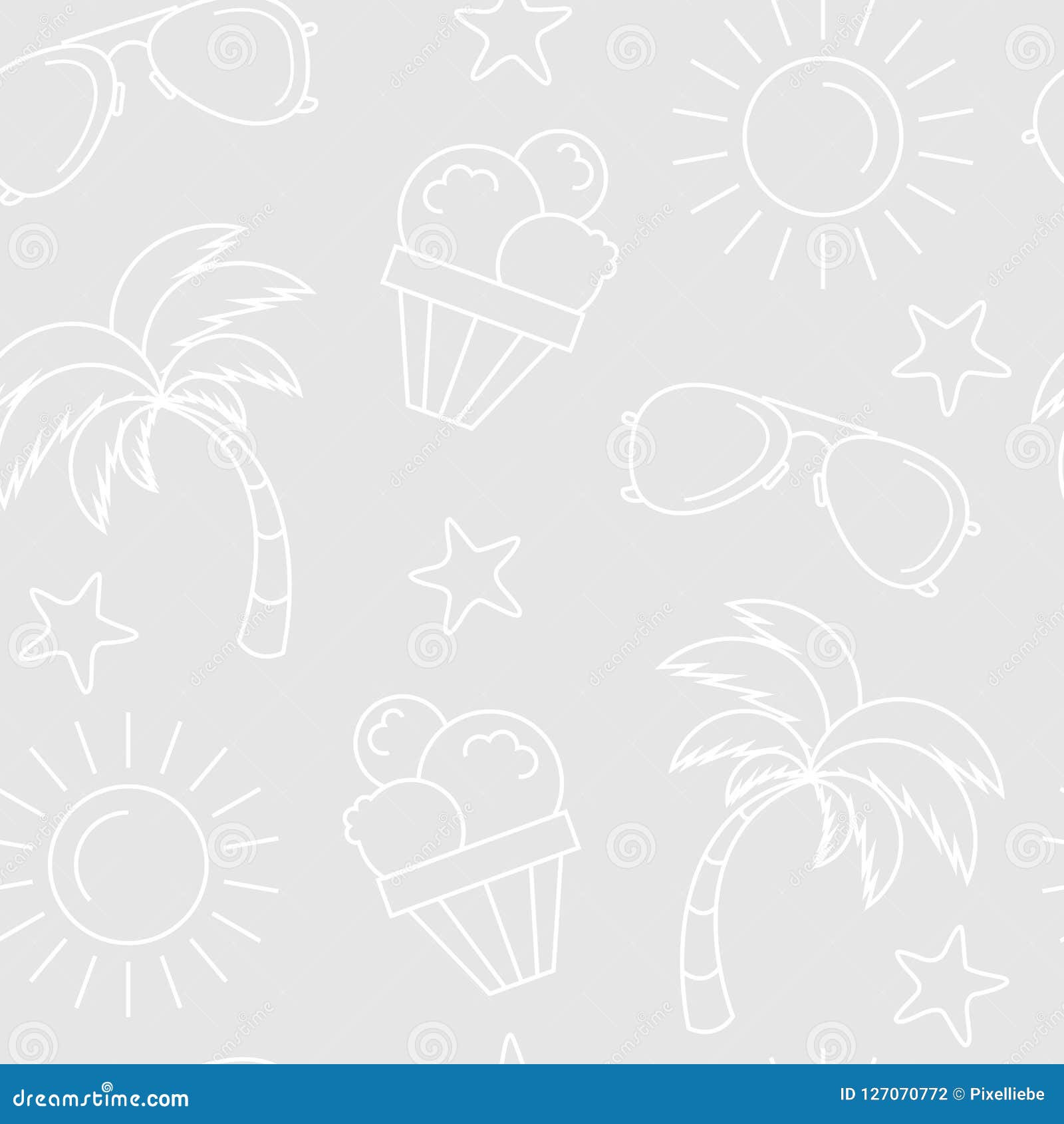 Seamless Summer Pattern Background White Vector Stock Vector ...