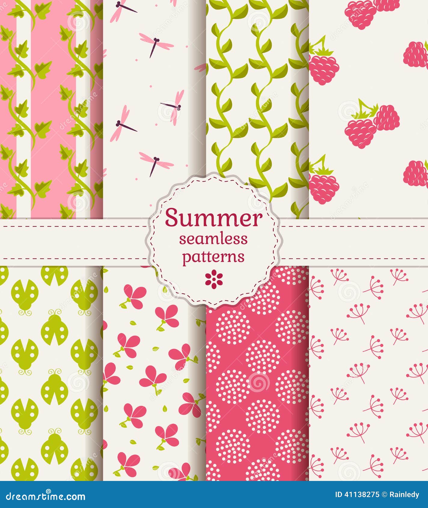 Seamless Summer Patterns. Vector Set. Stock Vector - Illustration of icon, blowing: 41138275