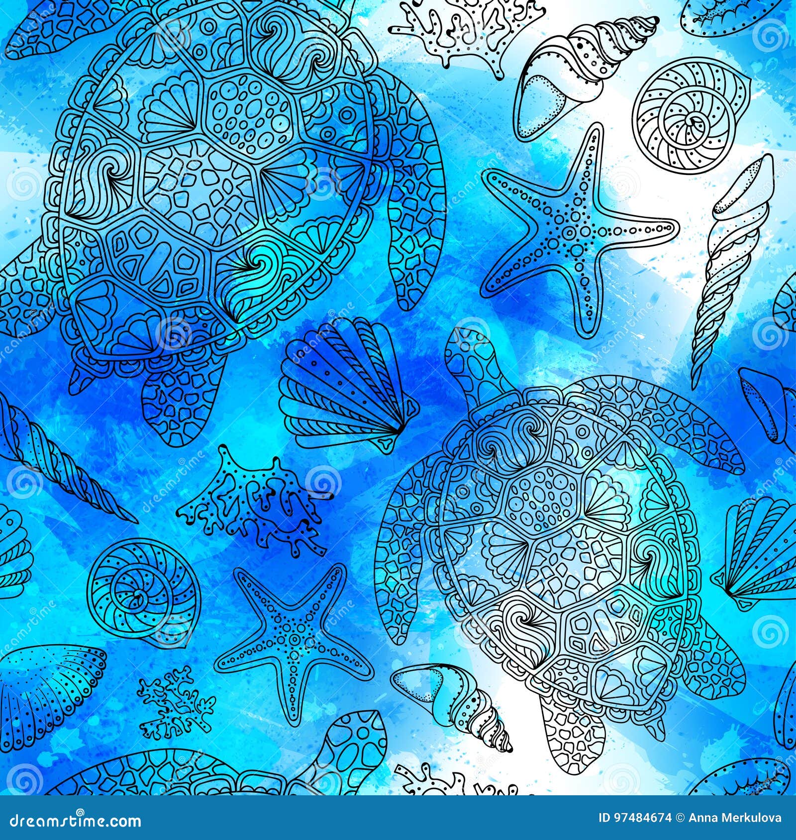 Seamless Summer Underwater Pattern. Stock Vector - Illustration of ...