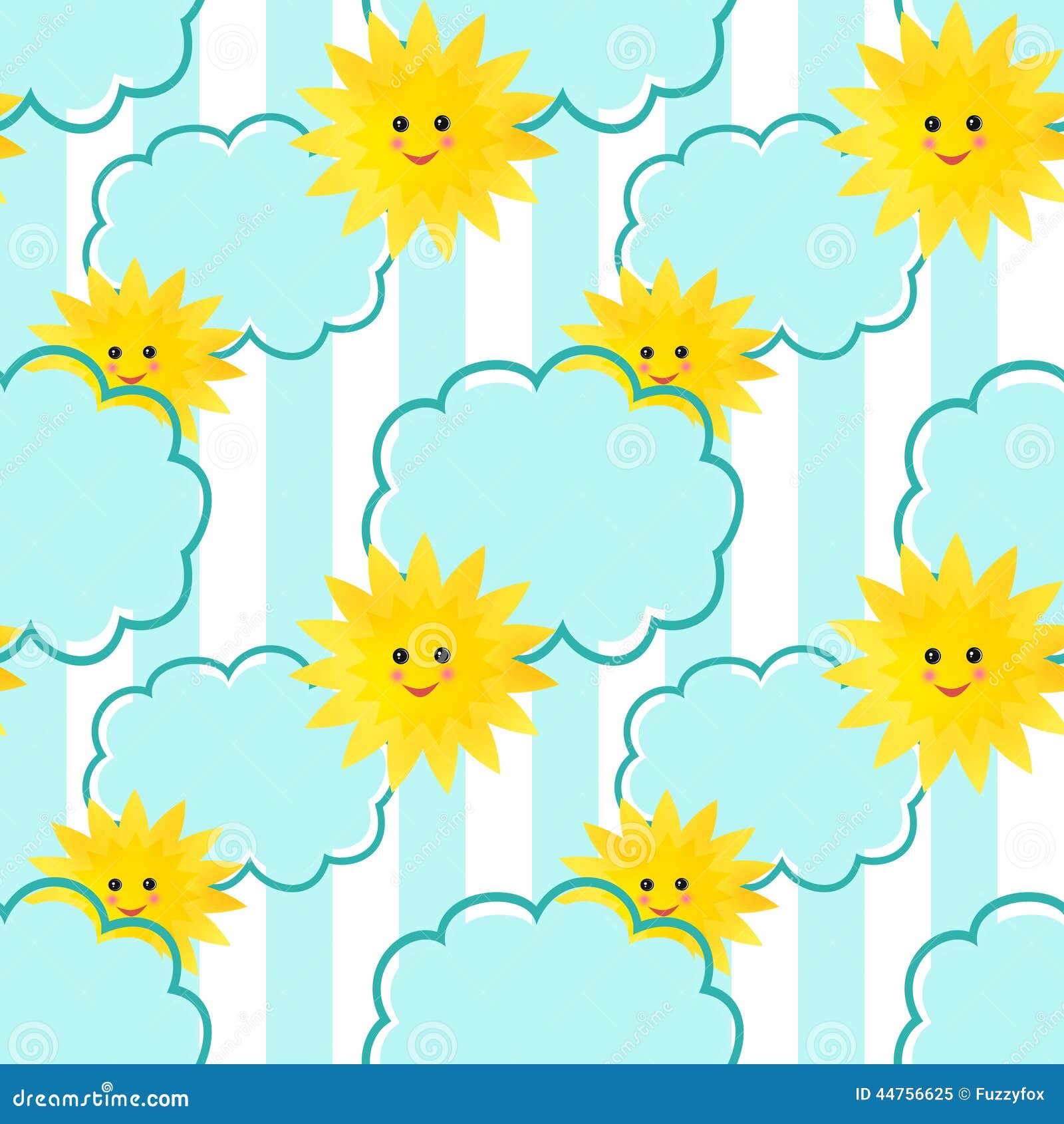 Seamless Sun and Clouds Kids Pattern Background Stock Illustration ...