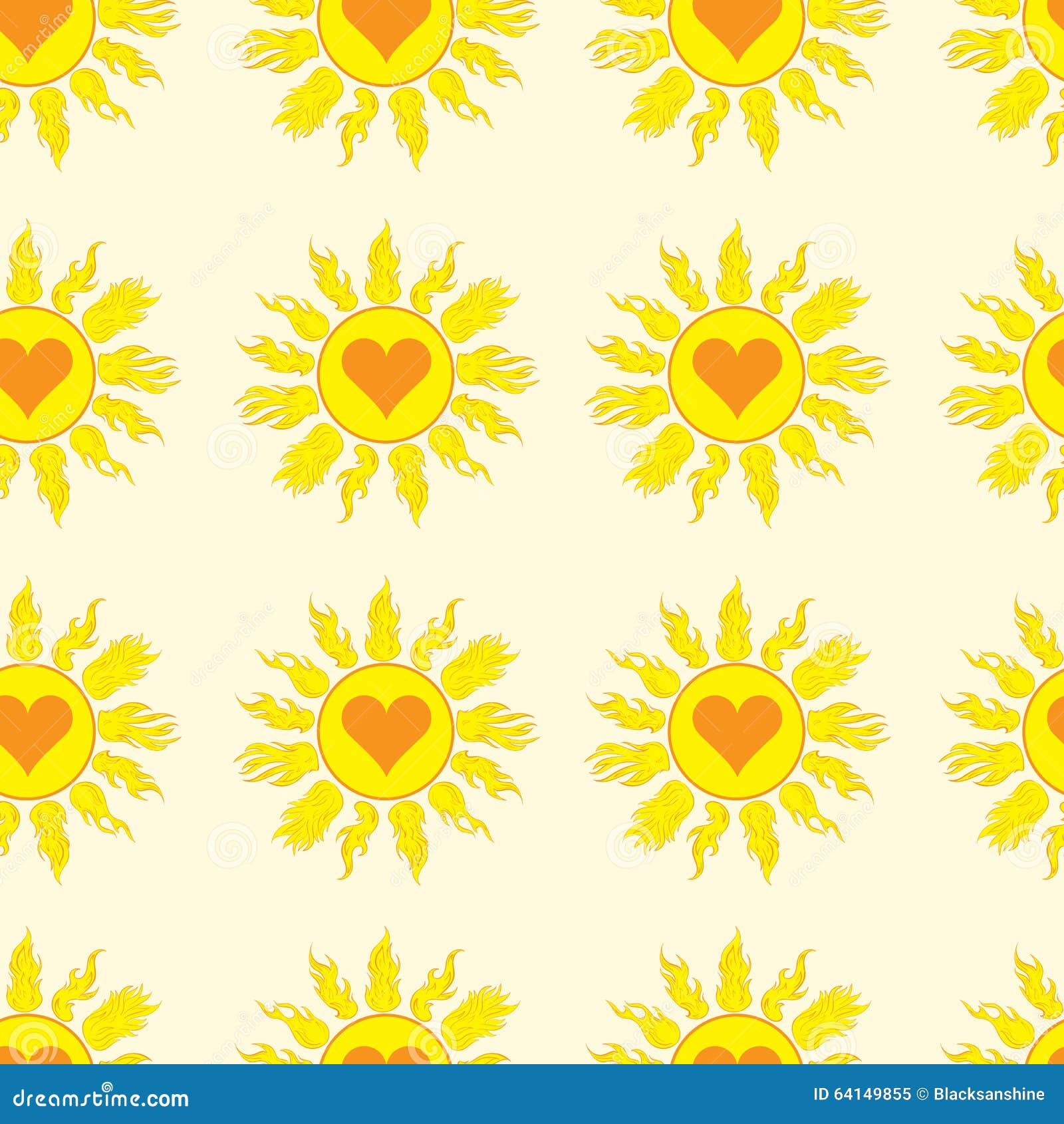 Seamless sun with hearts stock vector. Illustration of shine - 64149855