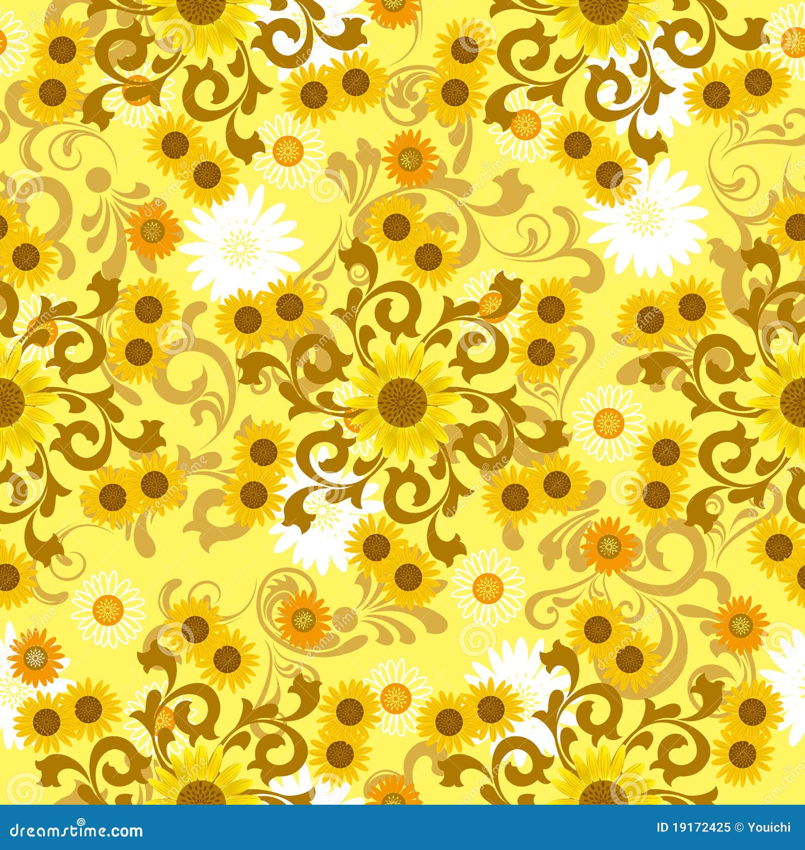 Seamless sunflower pattern stock vector. Illustration of decorative ...