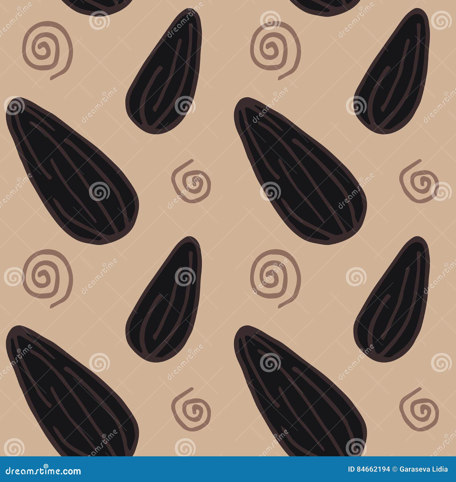 Seamless Sunflower Seeds Pattern Stock Vector - Illustration of ...