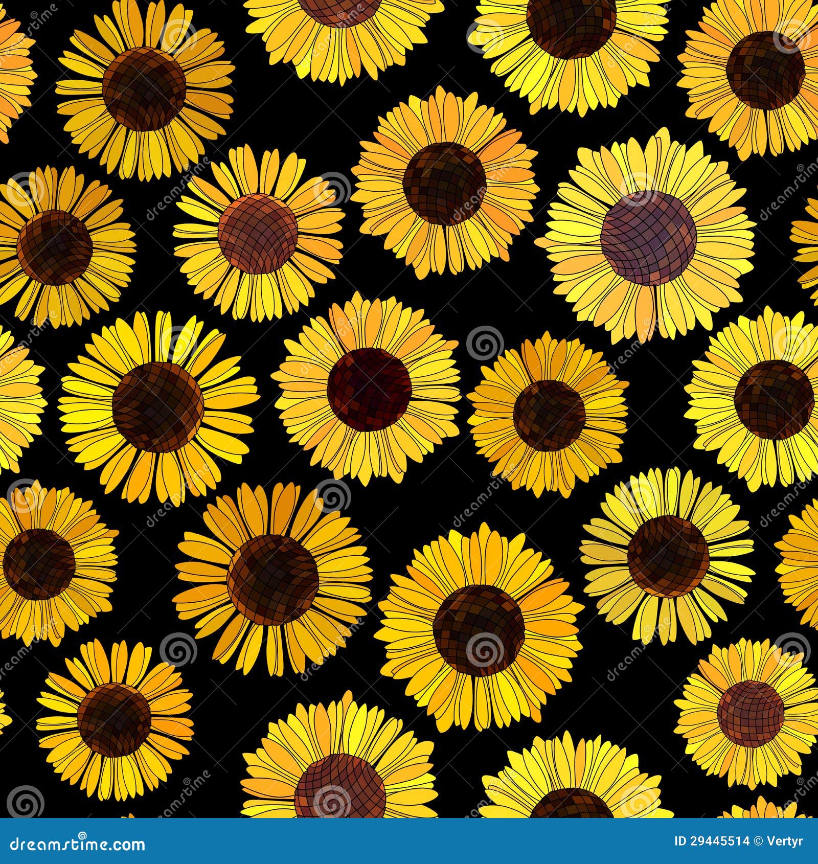 Seamless Sunflowers Vector Background. Stock Vector - Illustration of ...