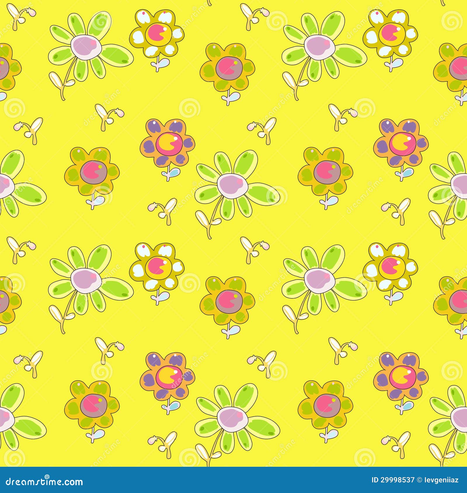 Sunny floral pattern stock illustration. Illustration of cartoon - 29998537