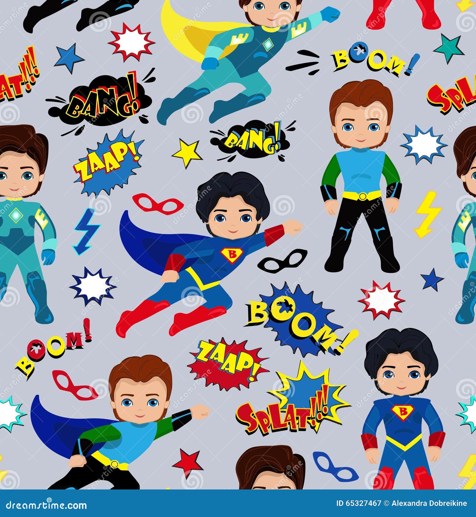 Seamless Superhero Boys Background Pattern. Stock Vector - Image: 65327467