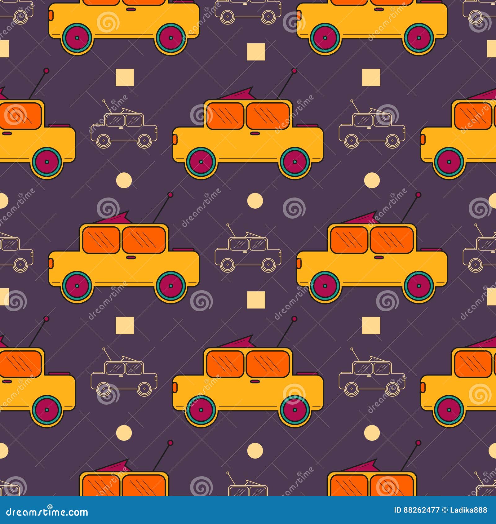 Seamless Surface Pattern with Children Cars Stock Vector - Illustration ...