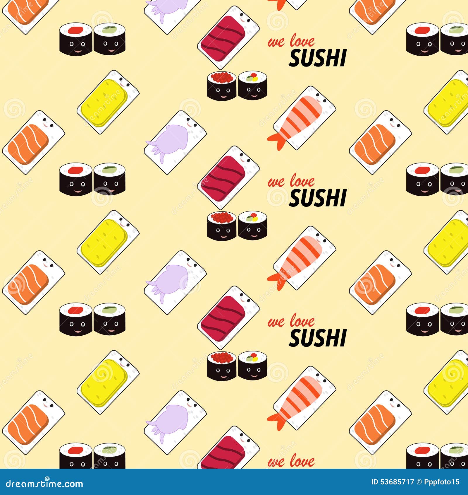 Seamless Sushi Japanese Food Pattern On Green Background Royalty-Free ...