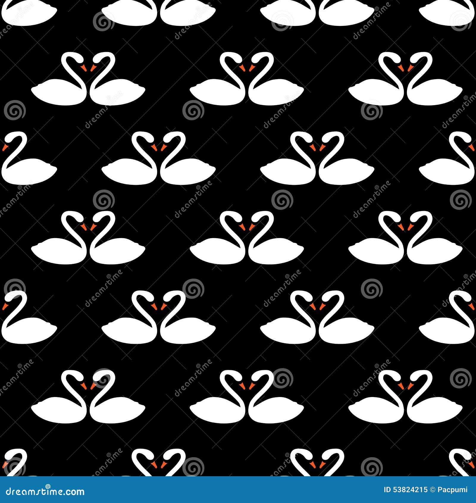 Seamless Swan Pattern Cartoon Vector | CartoonDealer.com #53824215