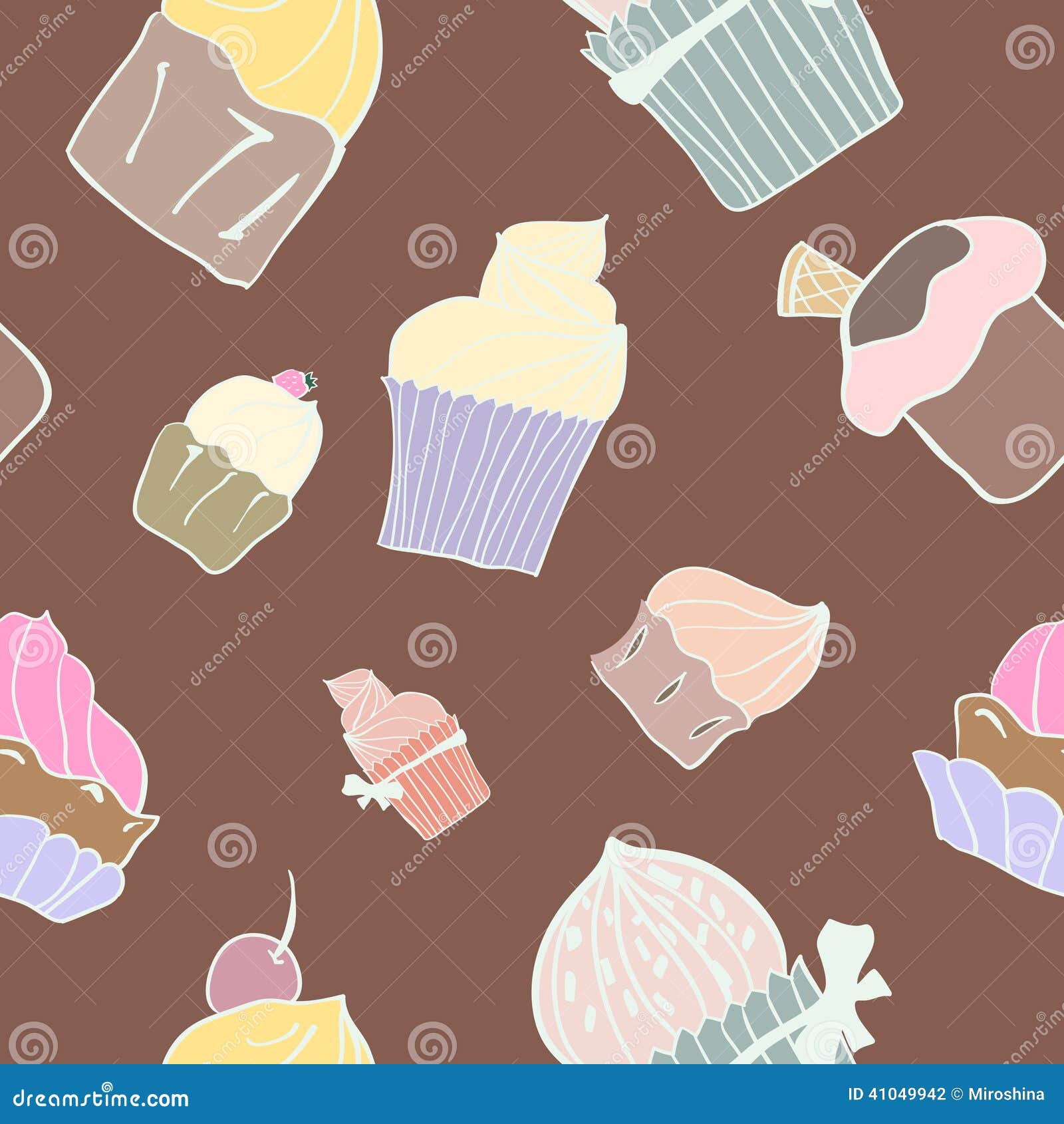 Seamless Sweet Cupcake Background Pattern in Stock Vector ...
