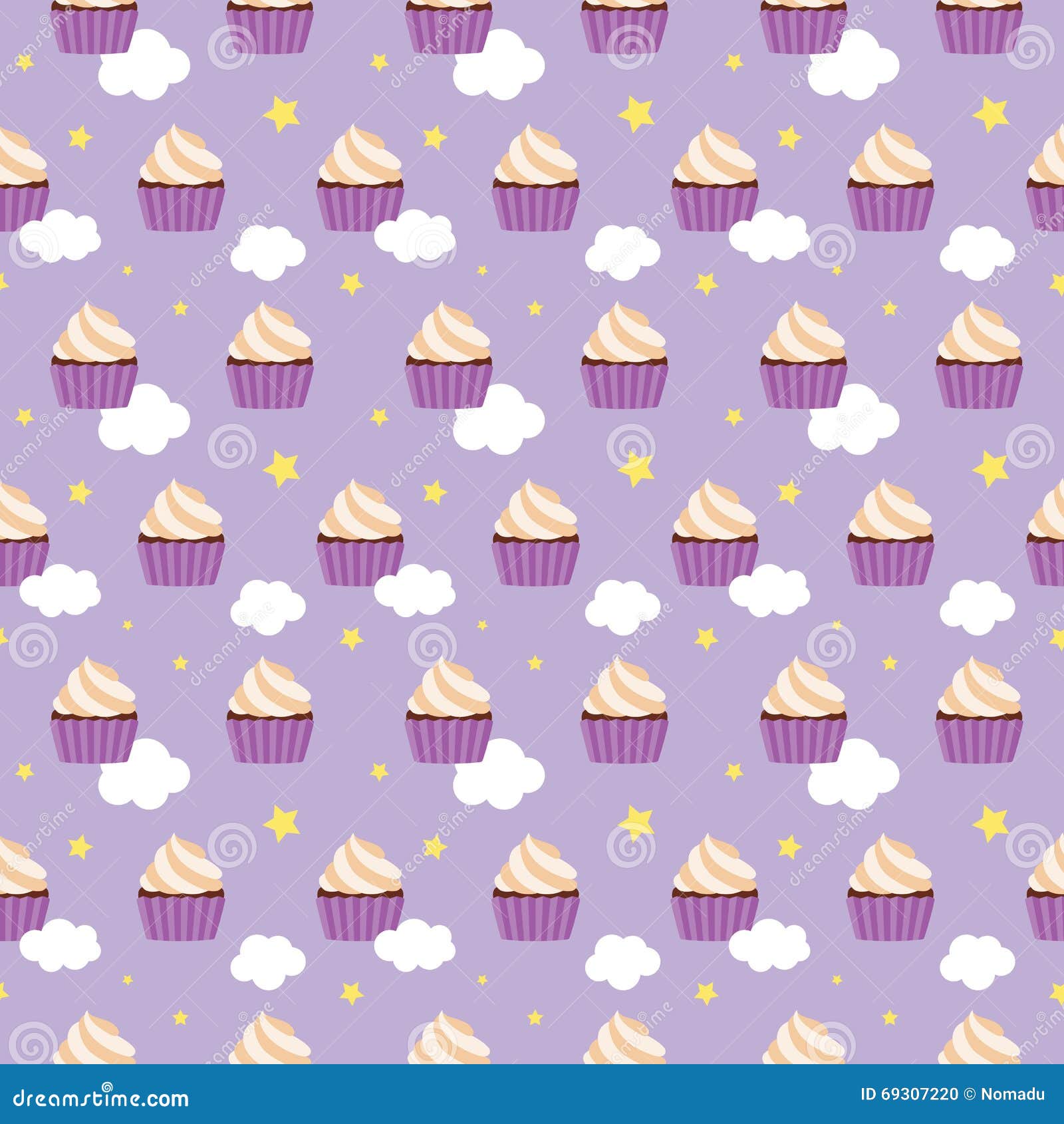 Seamless Sweet Cupcakes Pattern Stock Vector - Illustration of food ...