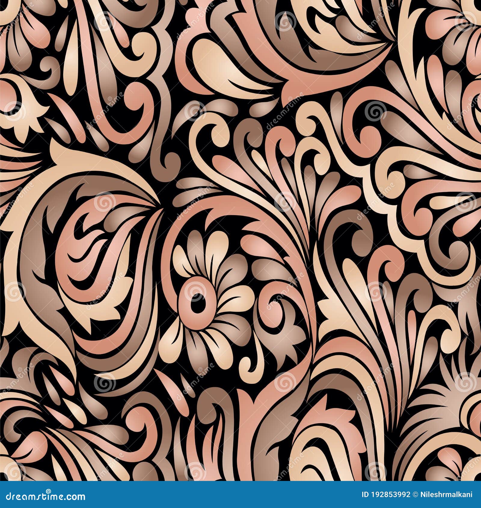 Seamless Swirly Vector Floral Pattern Design Stock Vector ...