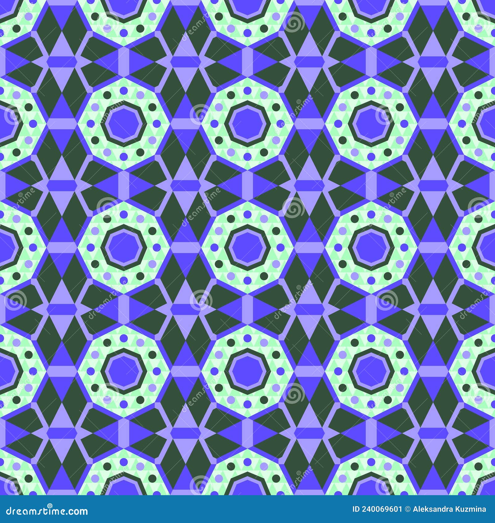 Seamless Symmetrical Contrast Mesmerizing Pattern of Green and Blue ...