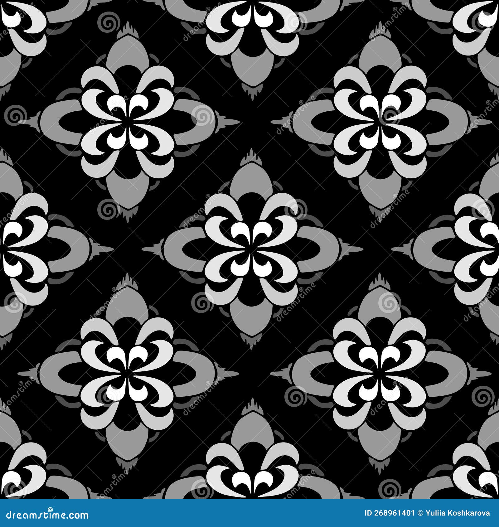 Seamless Symmetrical Pattern of Abstract Gray Geometric Shapes on a ...