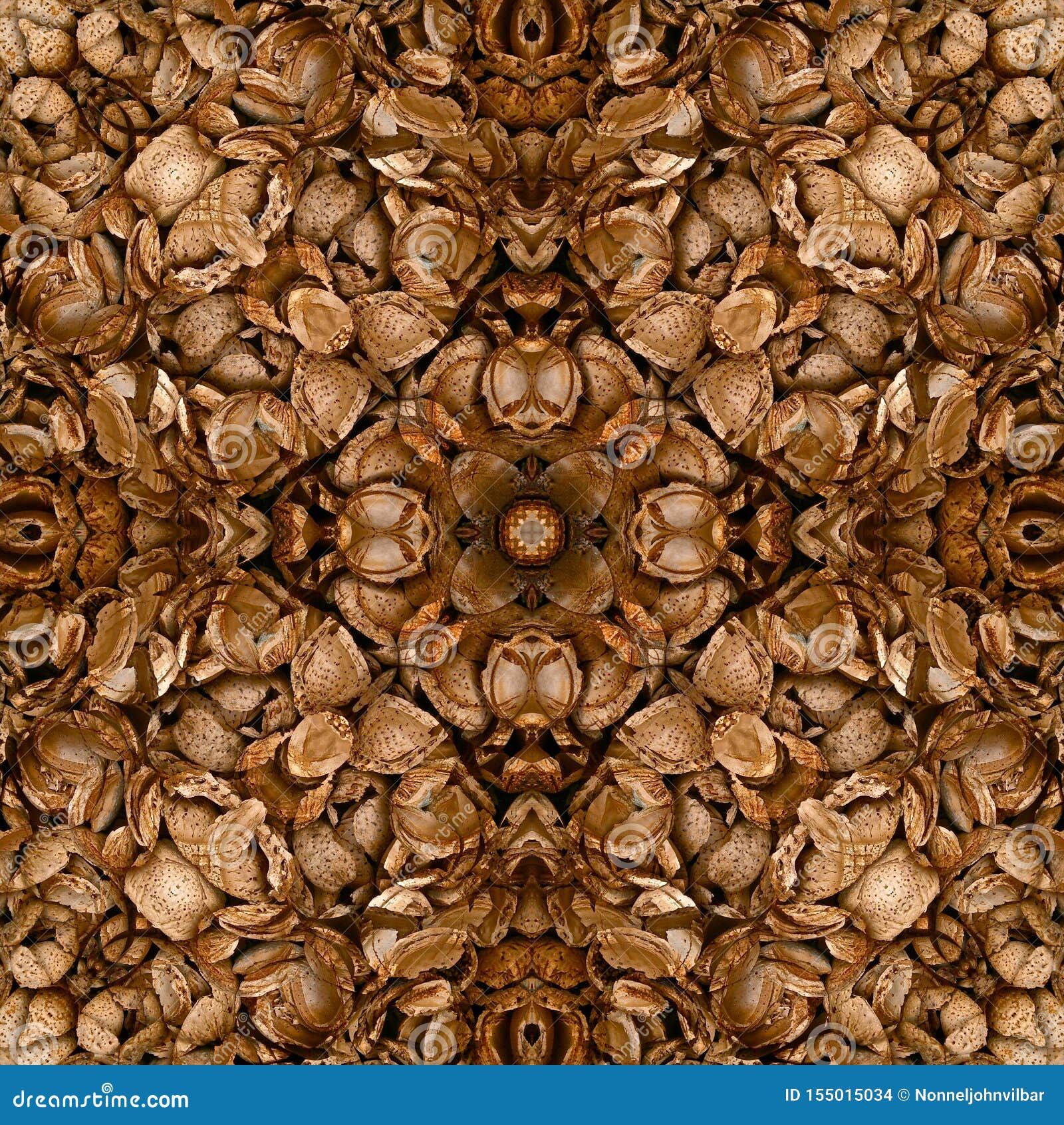 Seamless Symmetrical Pattern Abstract Nut Shells Texture Stock ...