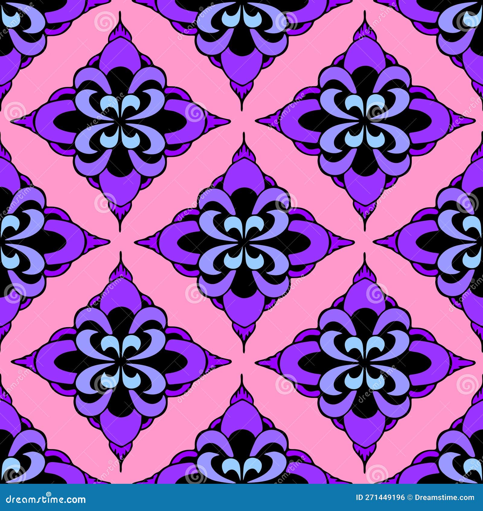 Seamless Symmetrical Pattern of Abstract Purple Geometric Shapes on a ...