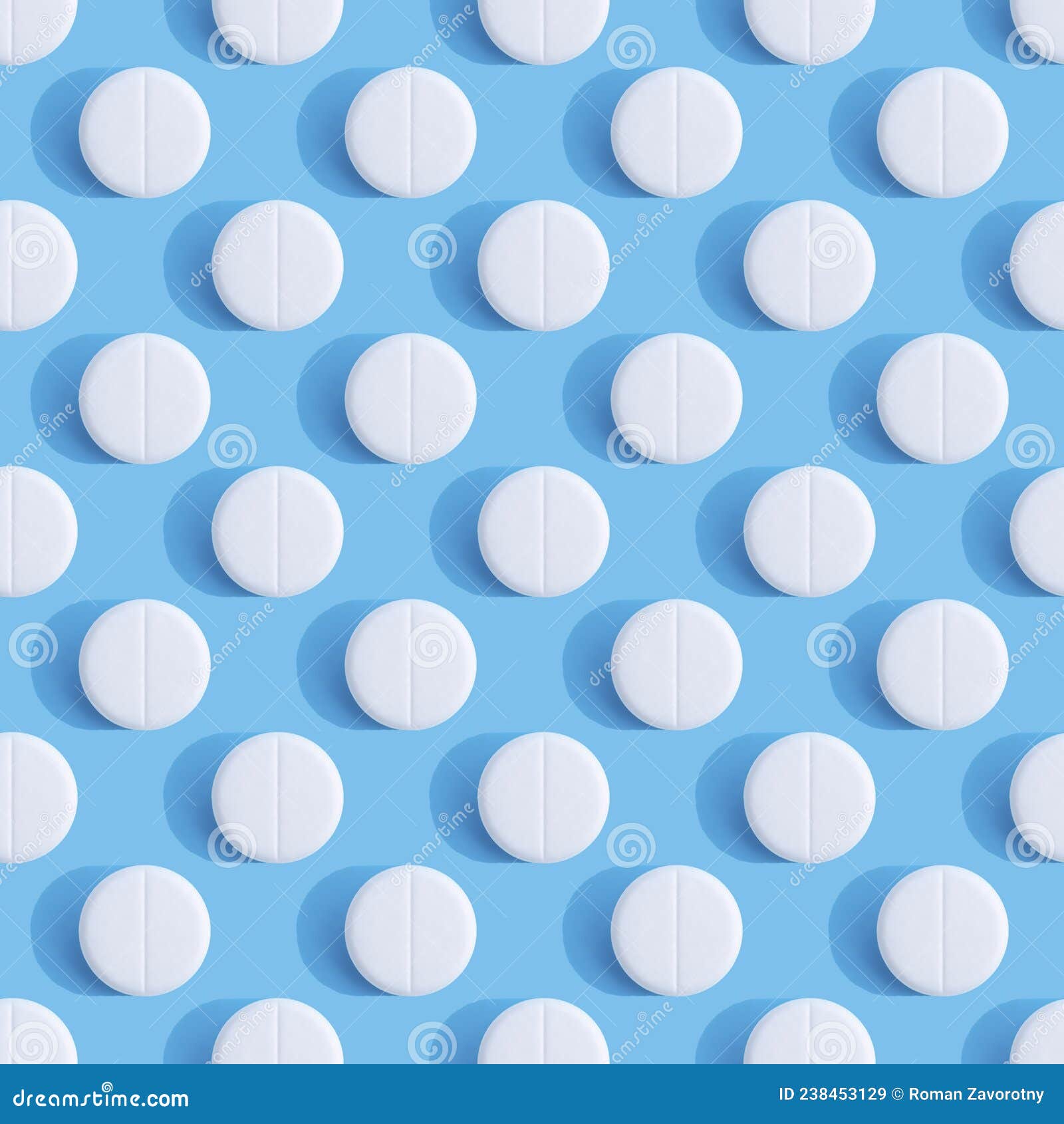 Seamless Tablet Pattern with a Hard Shadow on a Blue Background Stock ...