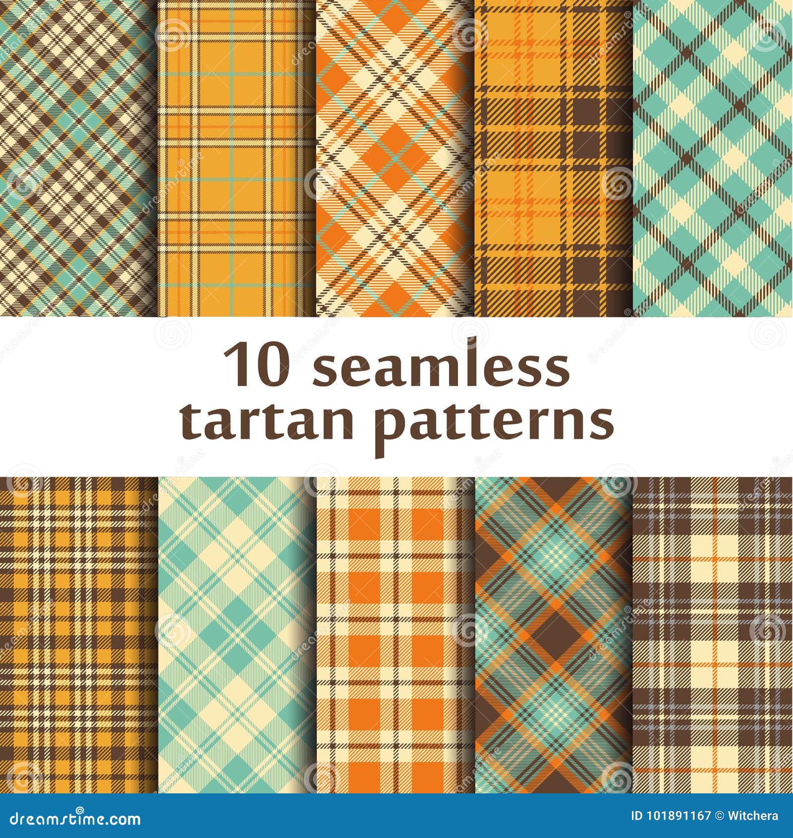 10 Seamless Tartan Patterns Stock Vector - Illustration of cover, irish ...
