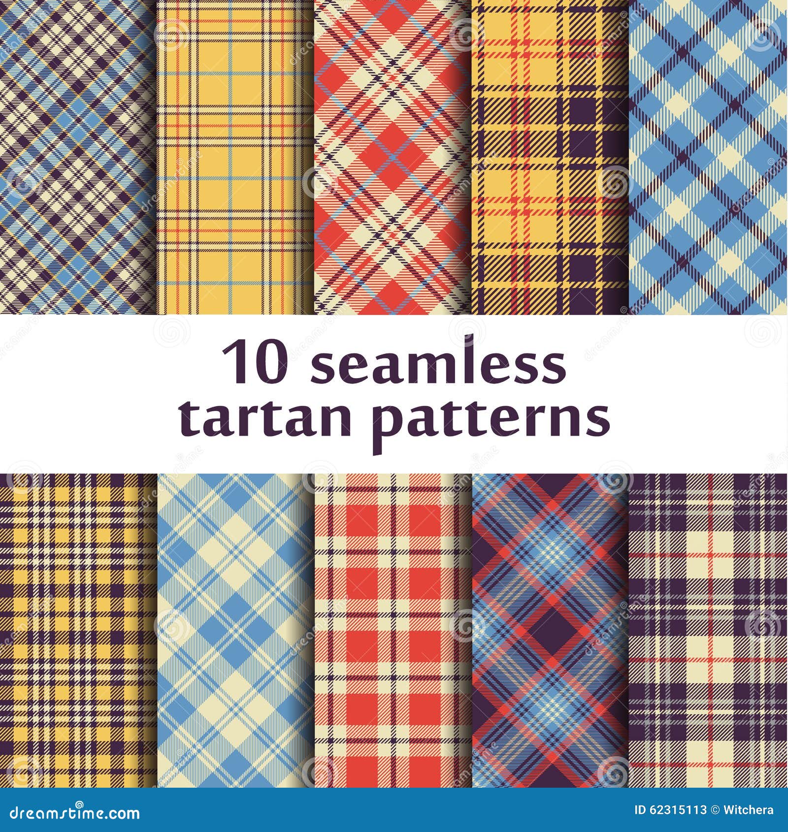 10 Seamless Tartan Patterns Stock Vector - Illustration of pattern ...