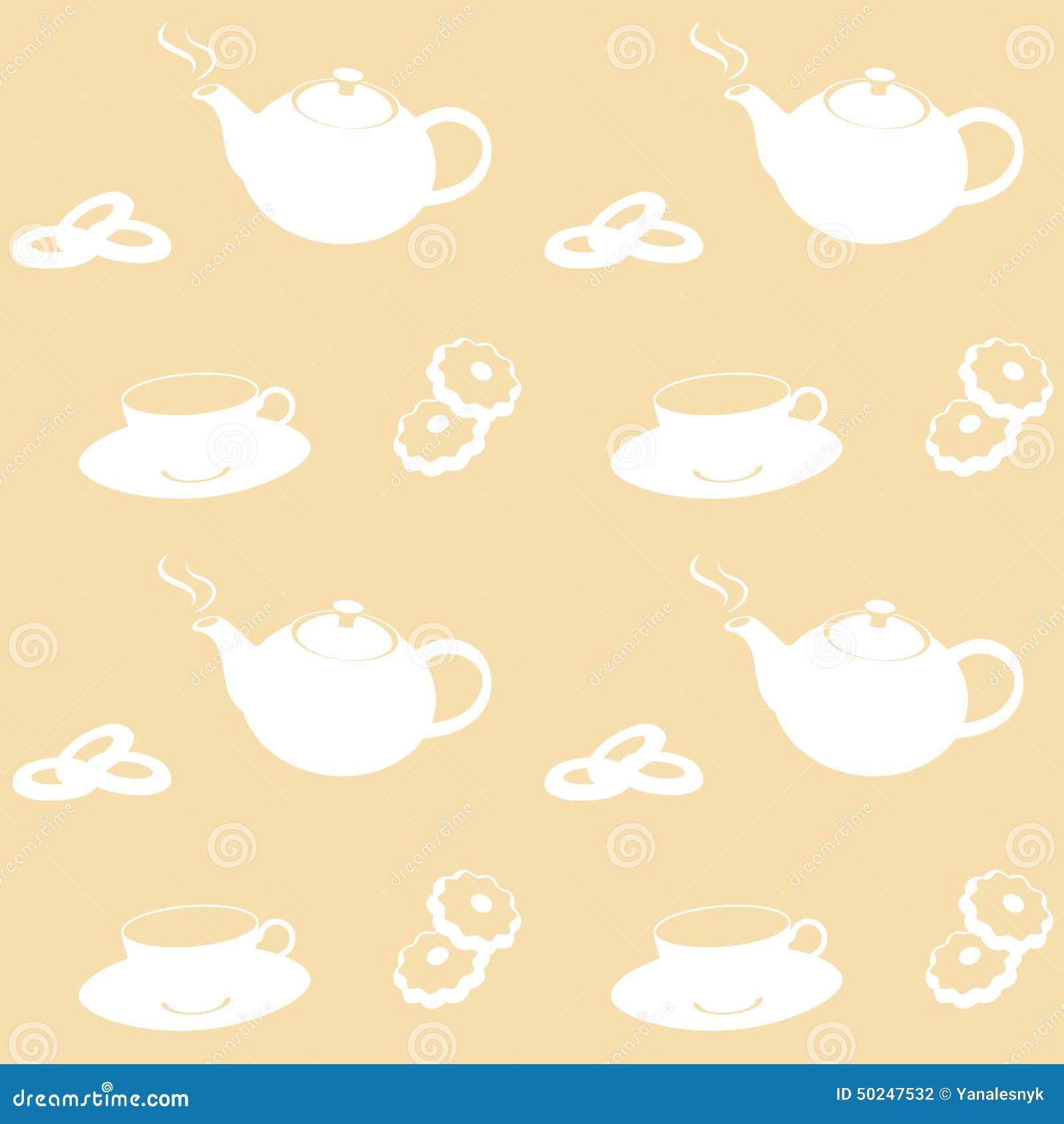 Seamless Tea Party Vector Pattern Stock Vector - Illustration of ...