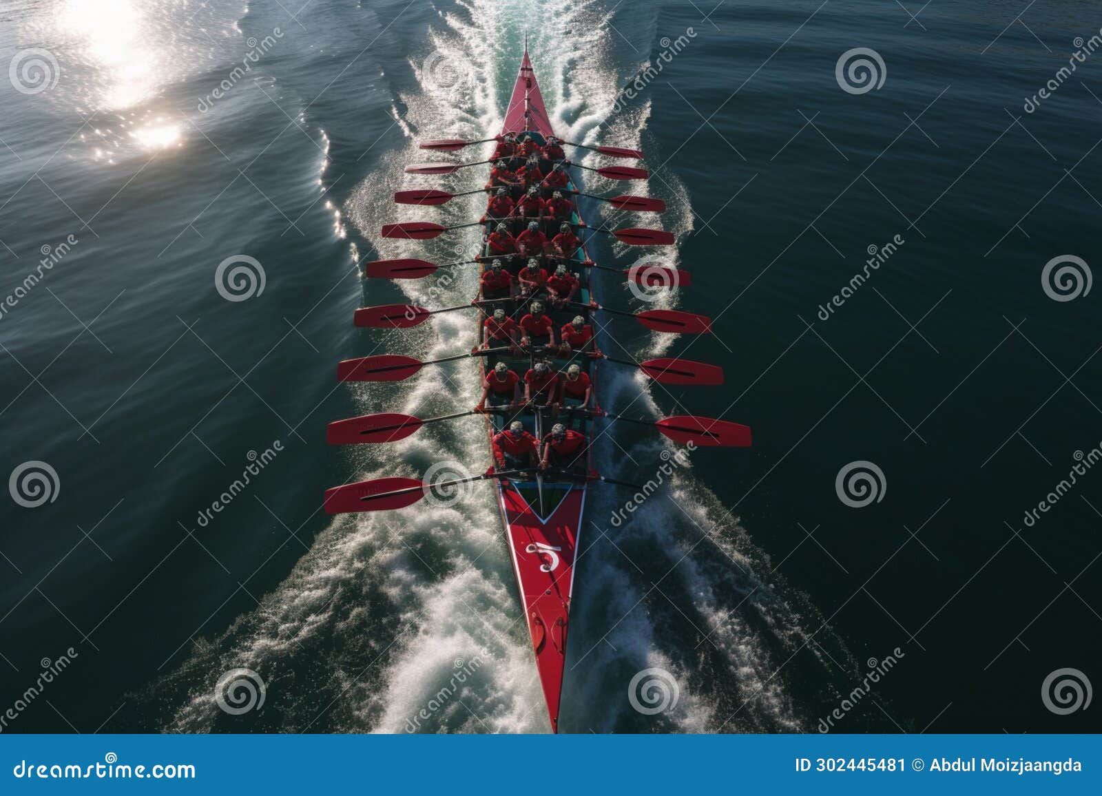 Seamless Teamwork in an Aerial View of Synchronized Rowing Team Stock ...
