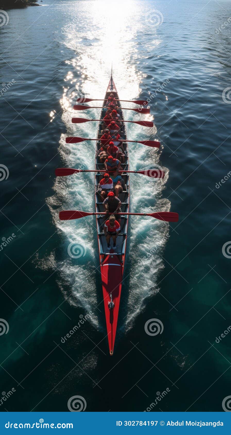 Seamless Teamwork in an Aerial View of Synchronized Rowing Team Stock ...
